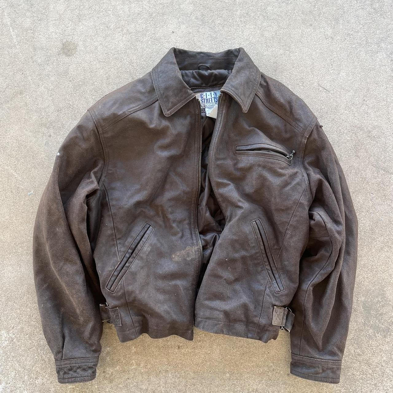 Size small crop fit leather jacket. Note the leather... - Depop