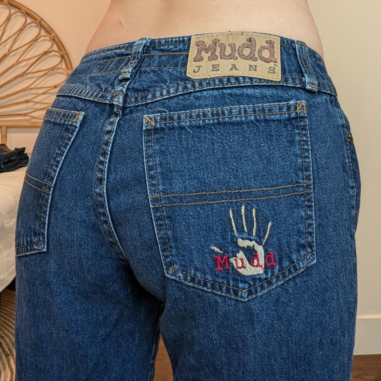 Vintage Mudd low-rise flare cargo jeans, Waist is 26... - Depop