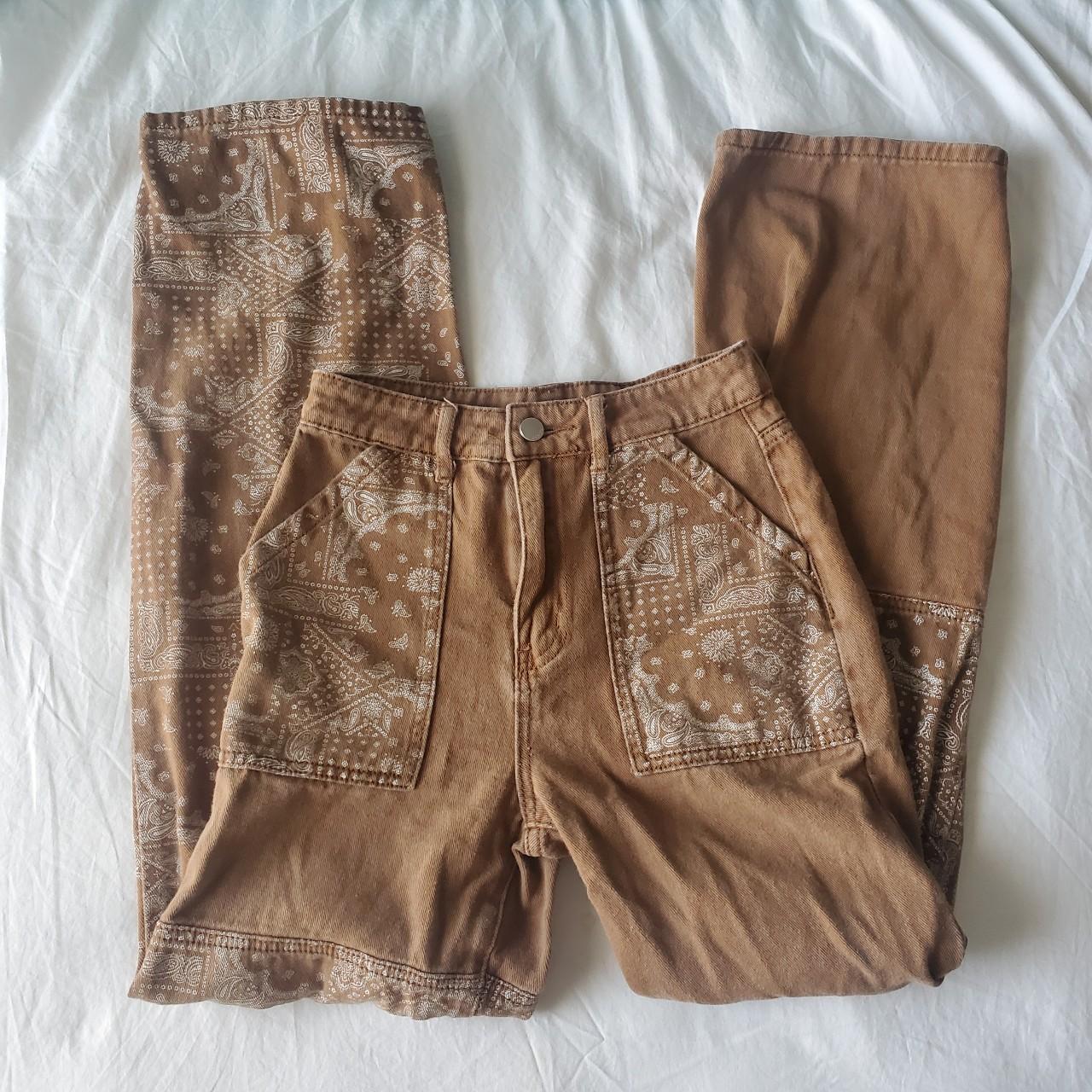 Brown/khaki patterned jeans ☆ Soft and flexible ☆... - Depop