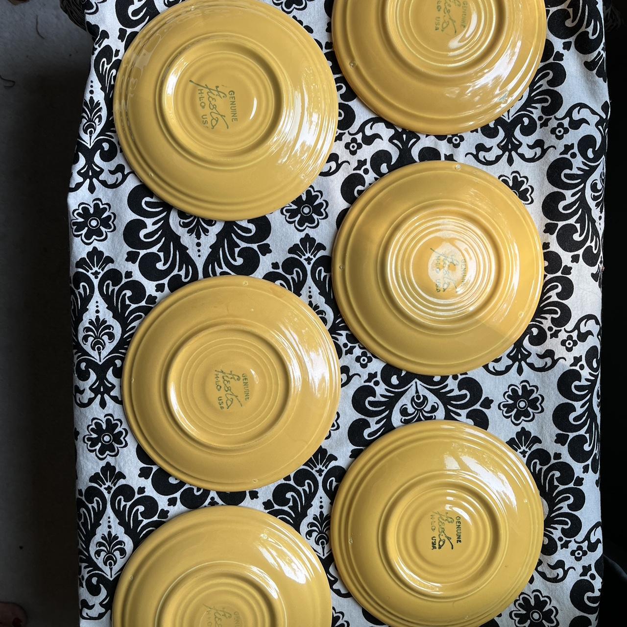 Set of 6 vintage original yellow Fiestaware dessert... - Depop