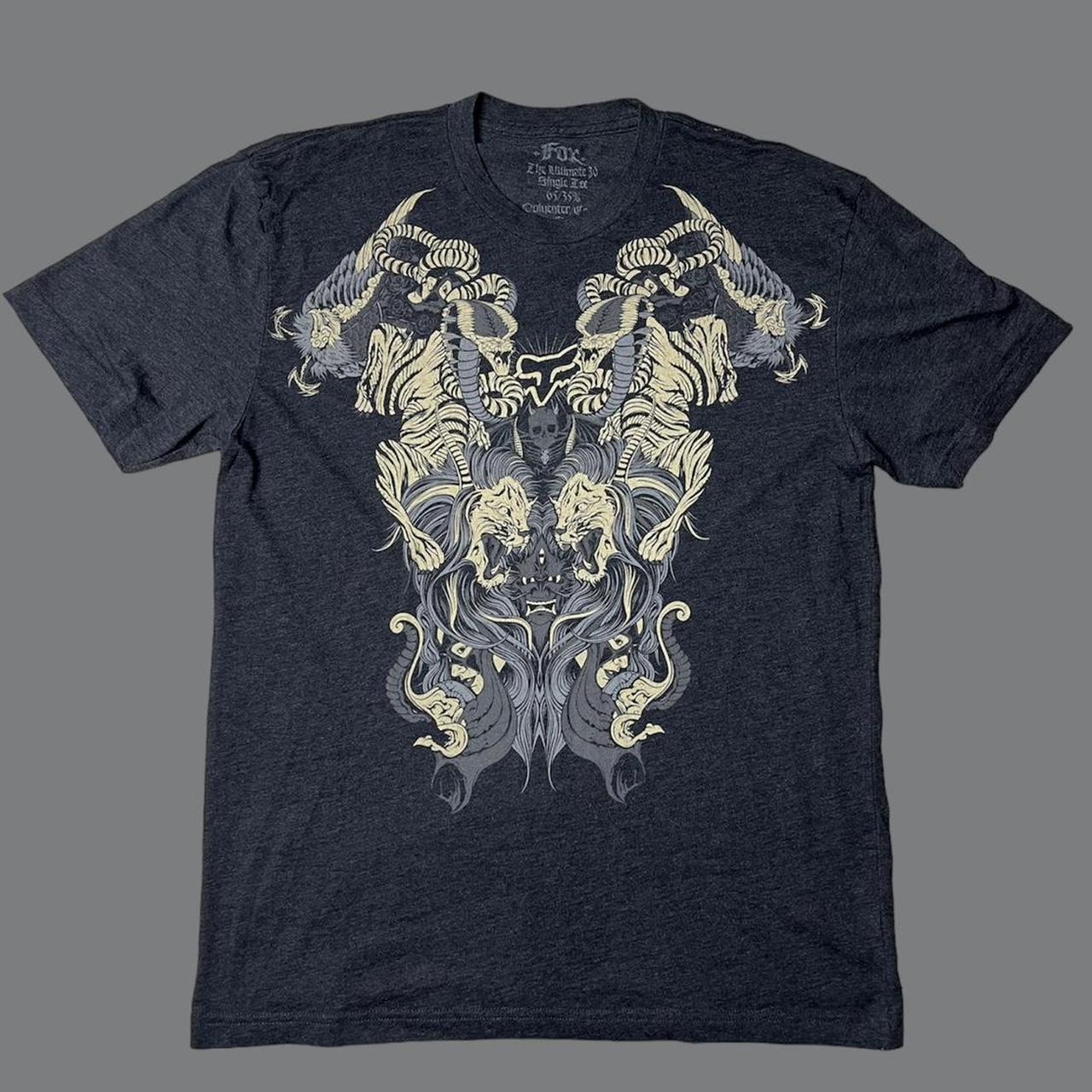 Cool y2k fox racing twisting demon shirt size... - Depop