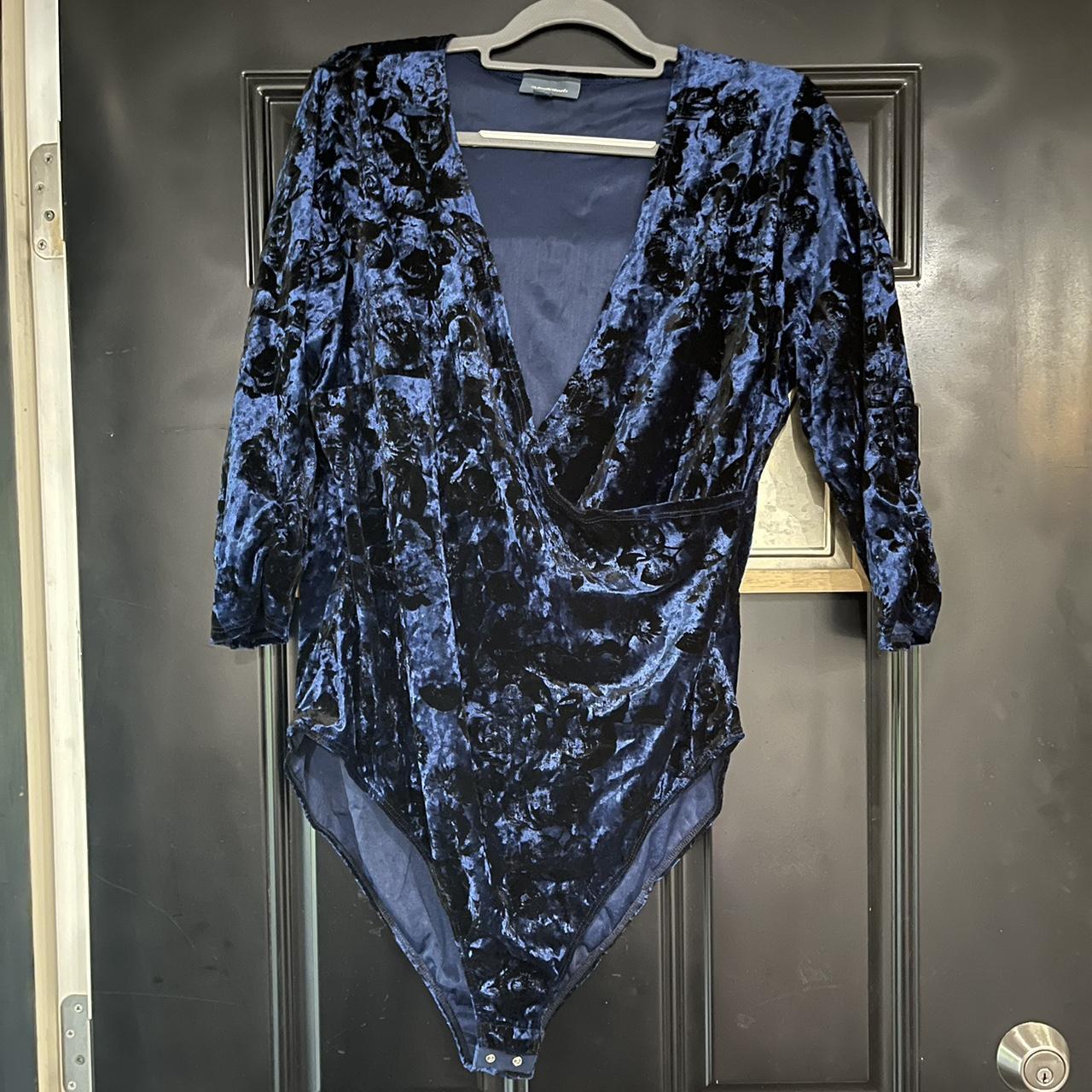 ModCloth blue velvet bodysuit size 2x - Depop