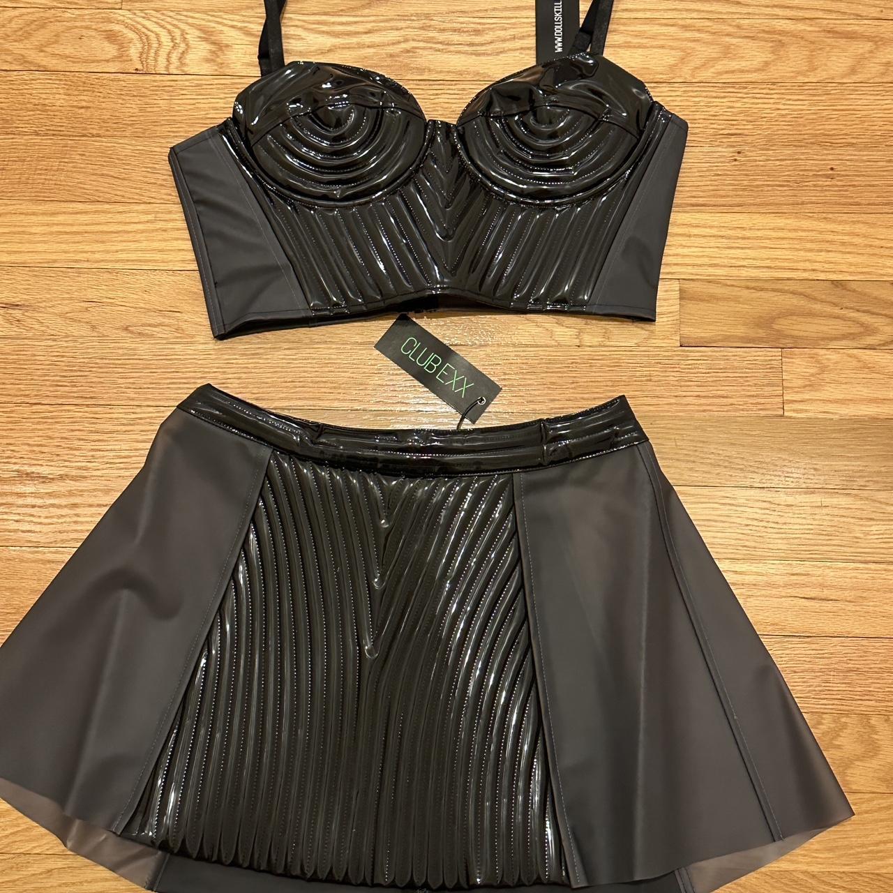 Matte black plastic rave outfit with cyberpunk... - Depop