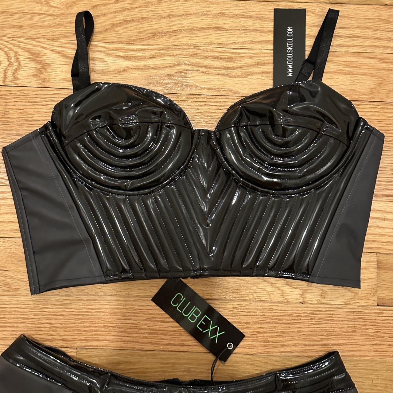 Matte black plastic rave outfit with cyberpunk... - Depop