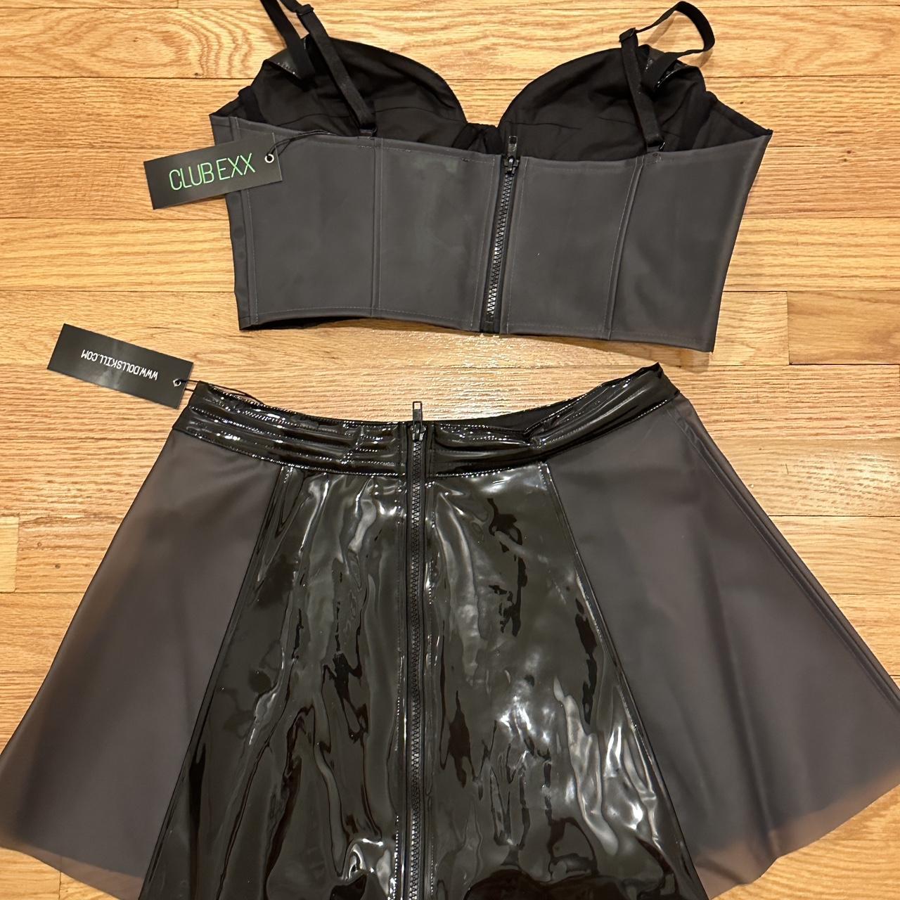 Matte black plastic rave outfit with cyberpunk... - Depop