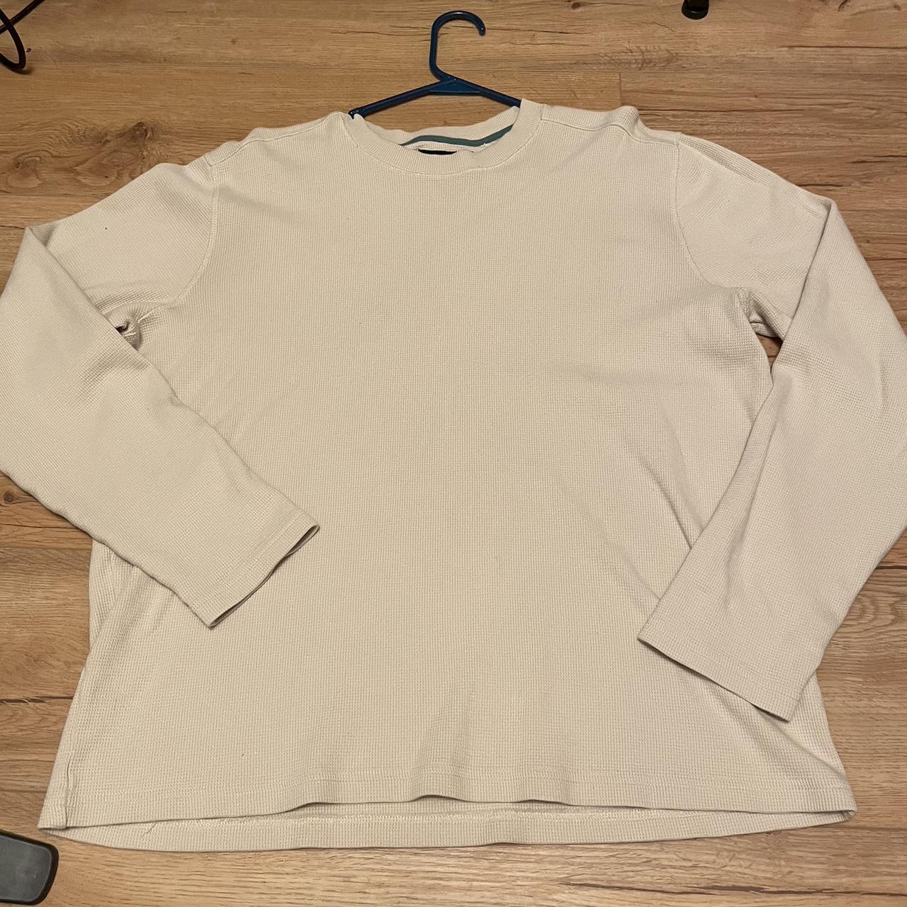 Cream Waffle Knit Long Sleeve Tee Medium Excellent... - Depop
