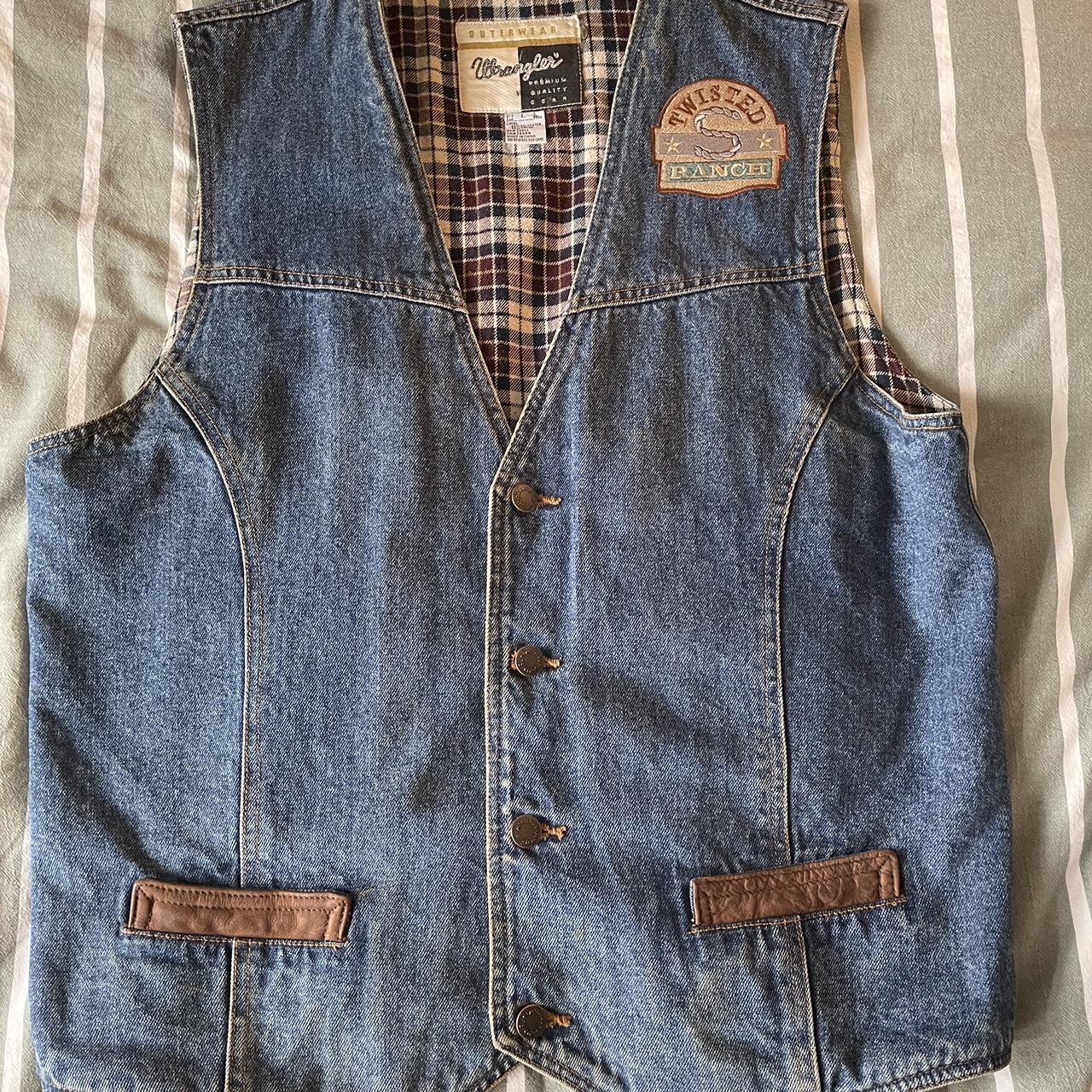 Wrangler Outerwear lined denim vest w/ “Twisted... - Depop