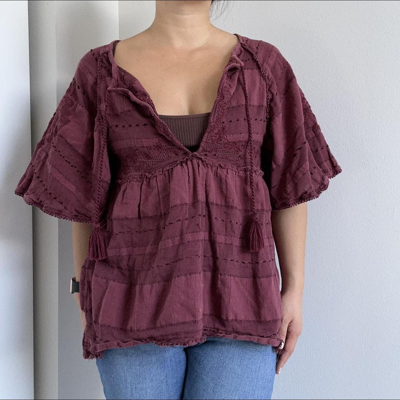 free people blouse * purple free people boho... - Depop