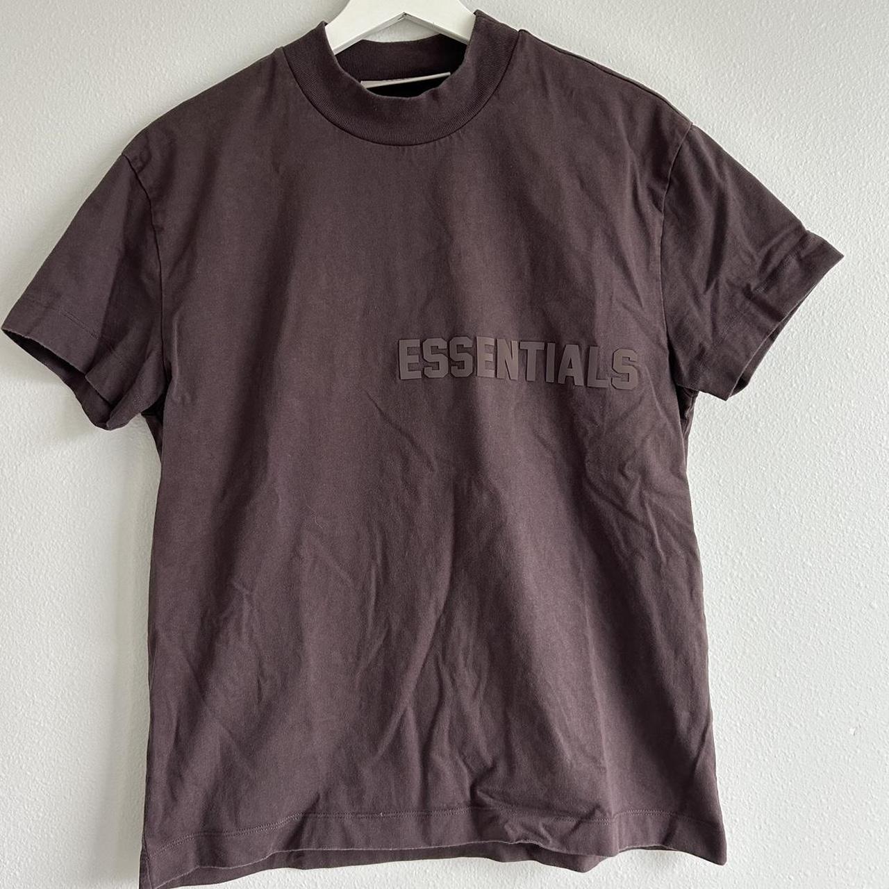 dark purple essentials fear of god t shirt size... - Depop