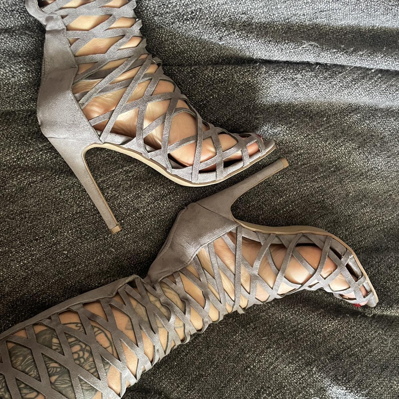 Grey suede , cage boot stilettos . They're so... - Depop