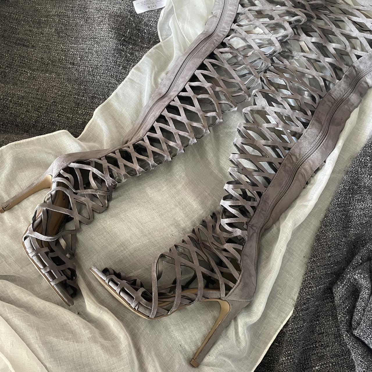 Grey suede , cage boot stilettos . They're so... - Depop