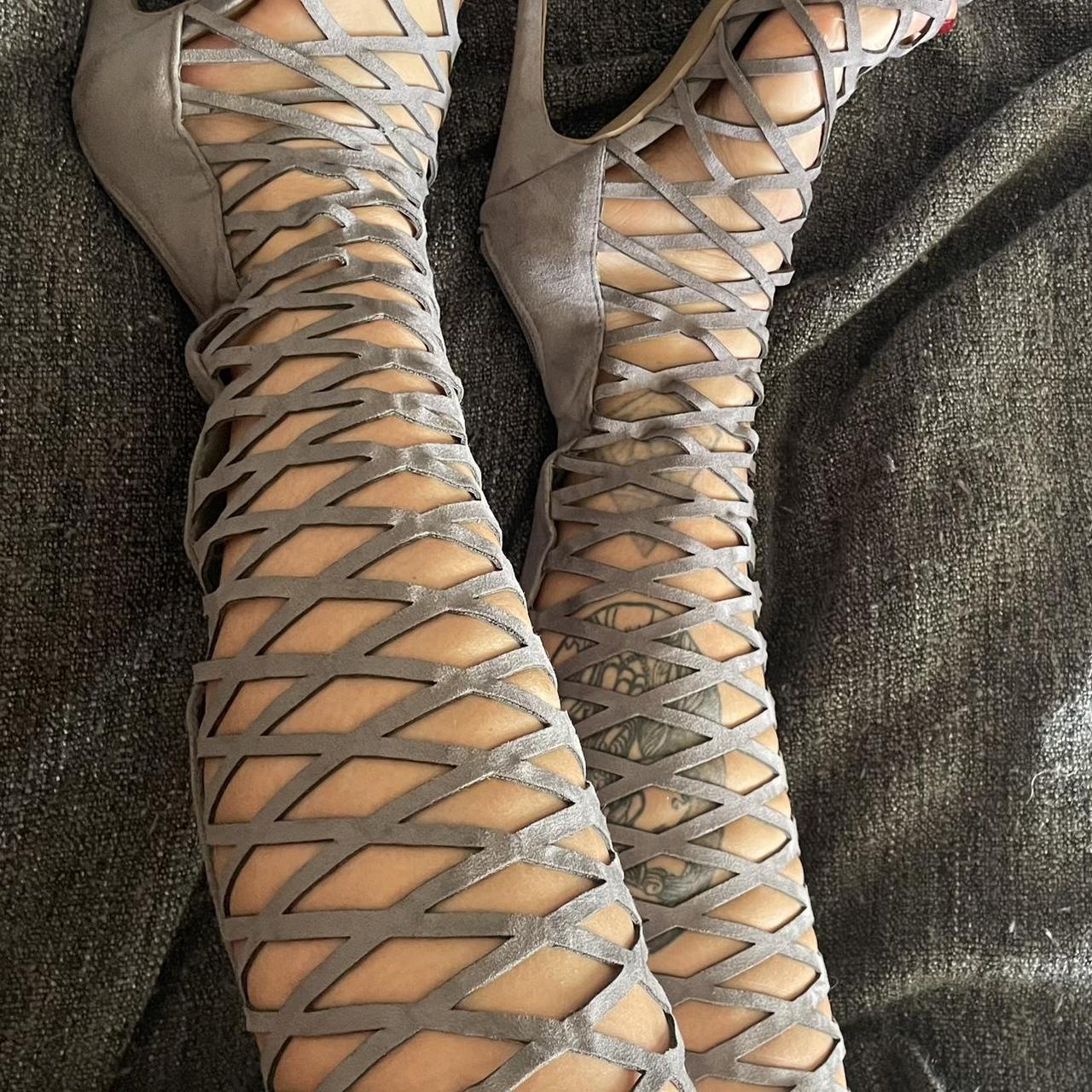 Grey suede , cage boot stilettos . They're so... - Depop