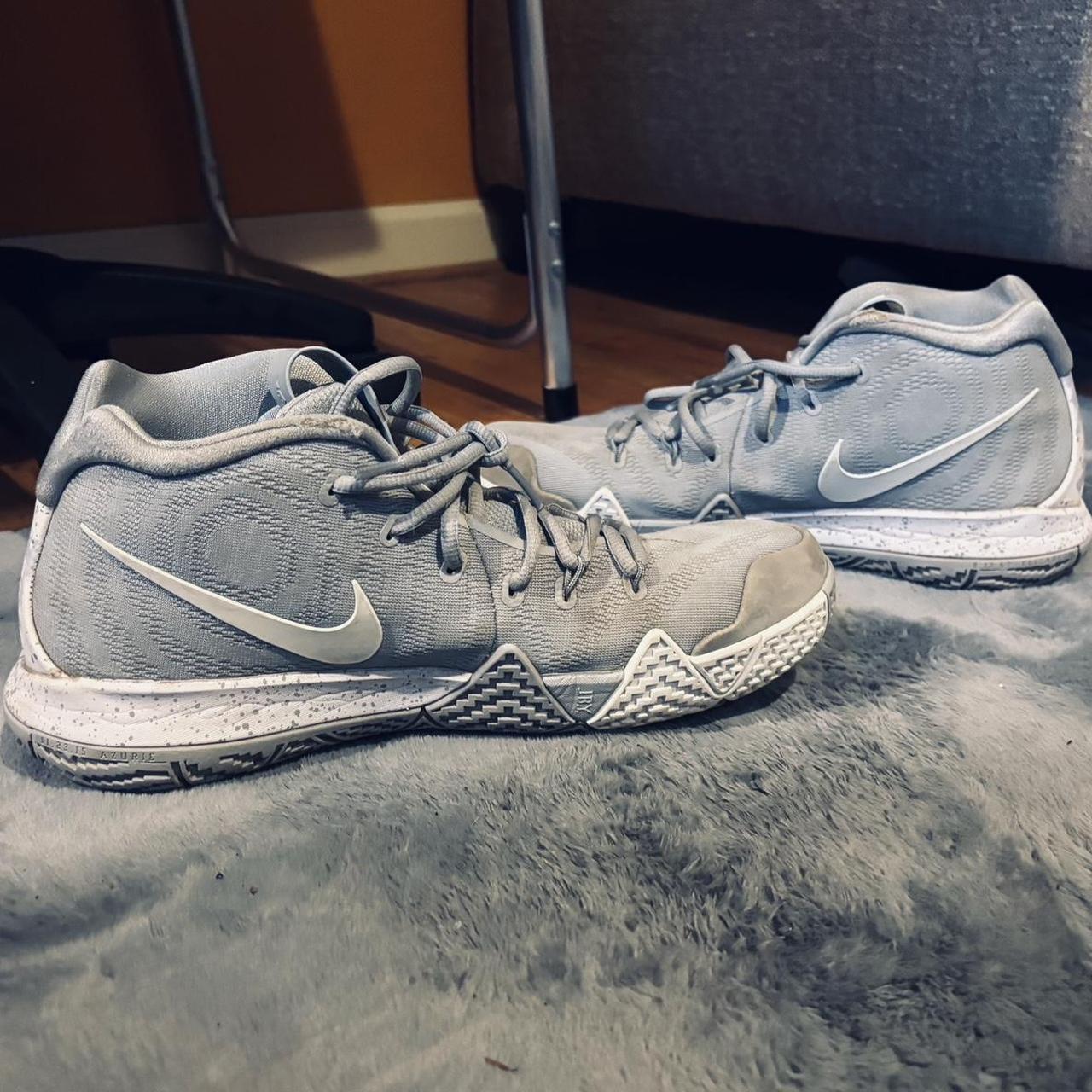 Kyrie 4 cool gray Size 11 Still has all traction... - Depop