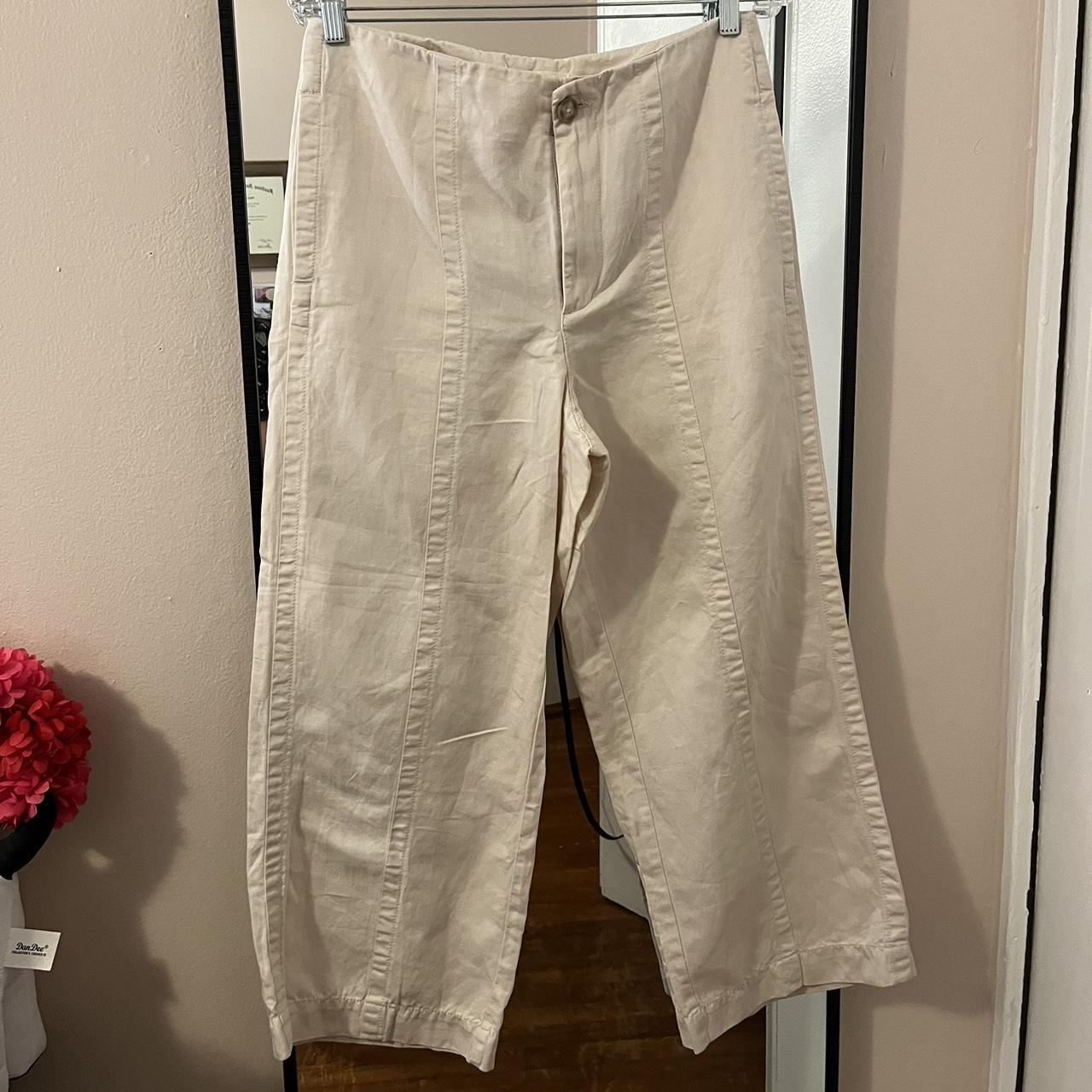 Loft wide leg linen pants high rise -no... - Depop