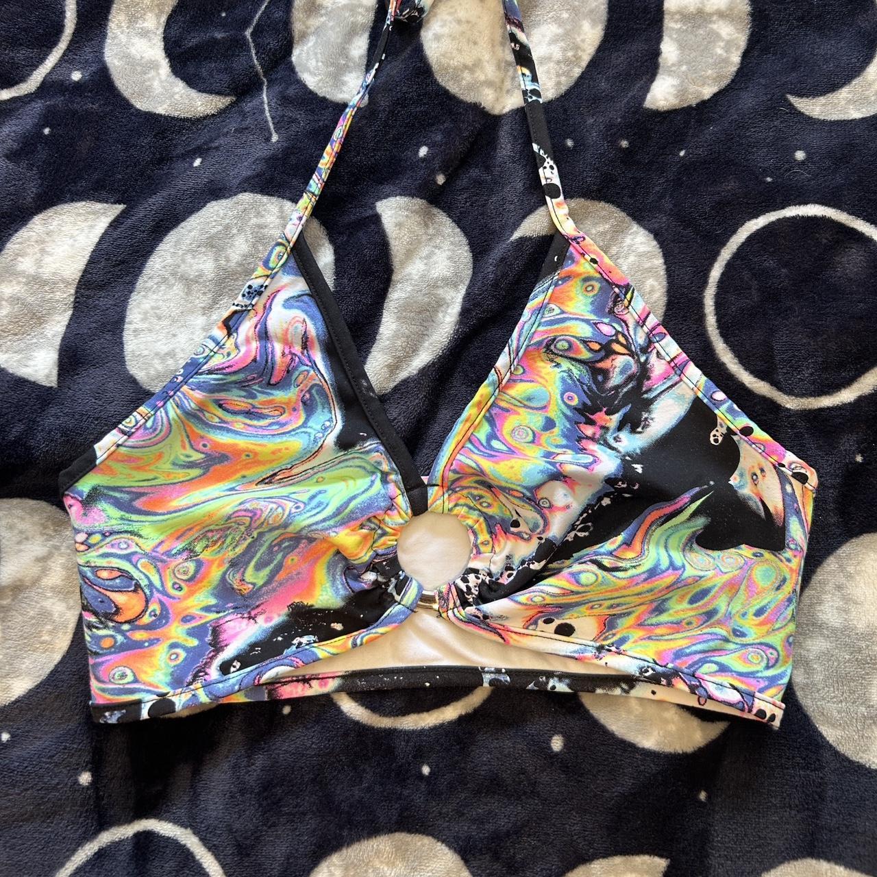 Multicolored liquid trip rave top!! The material is... - Depop