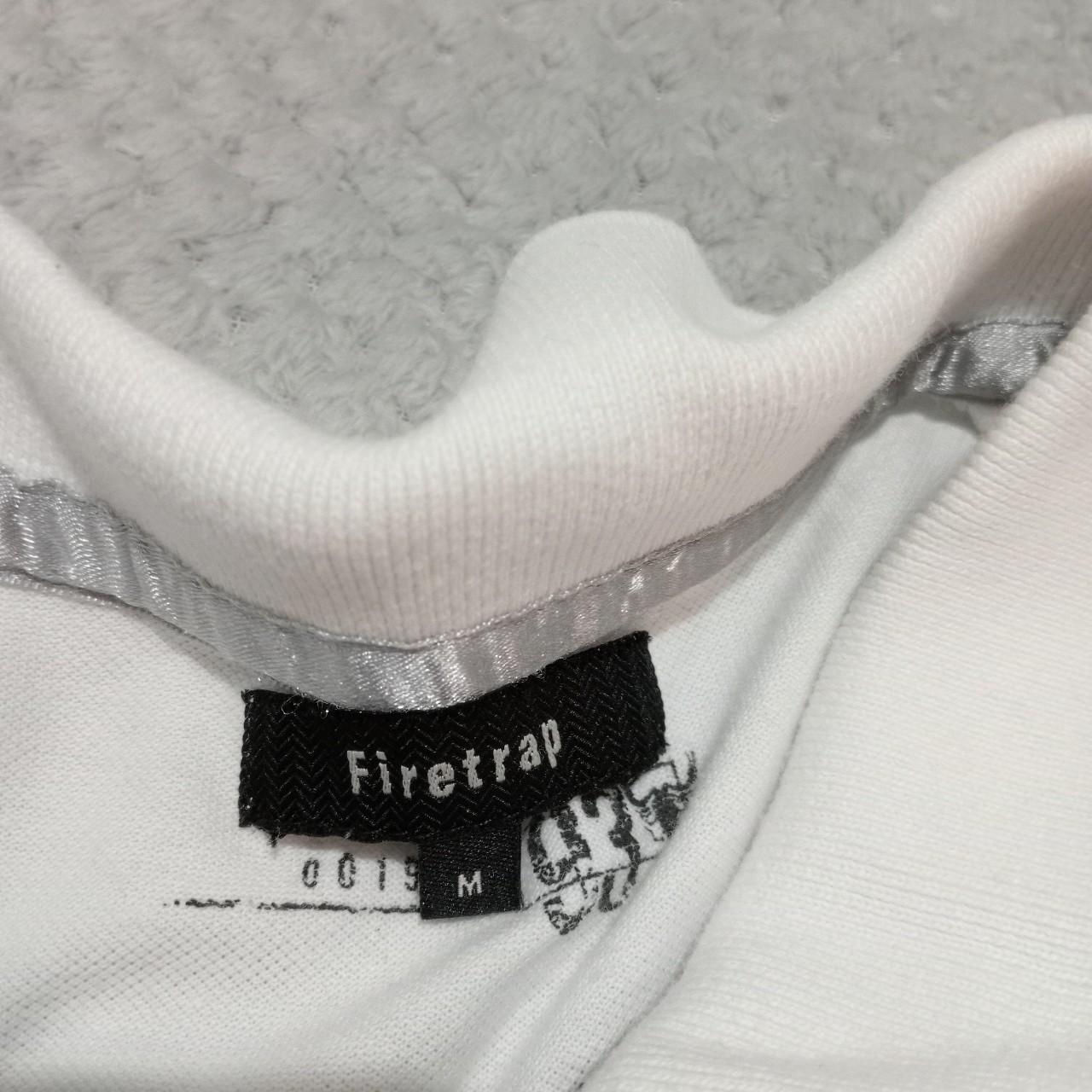 Y2k firetrap white and grey embroidered gothic cross... - Depop