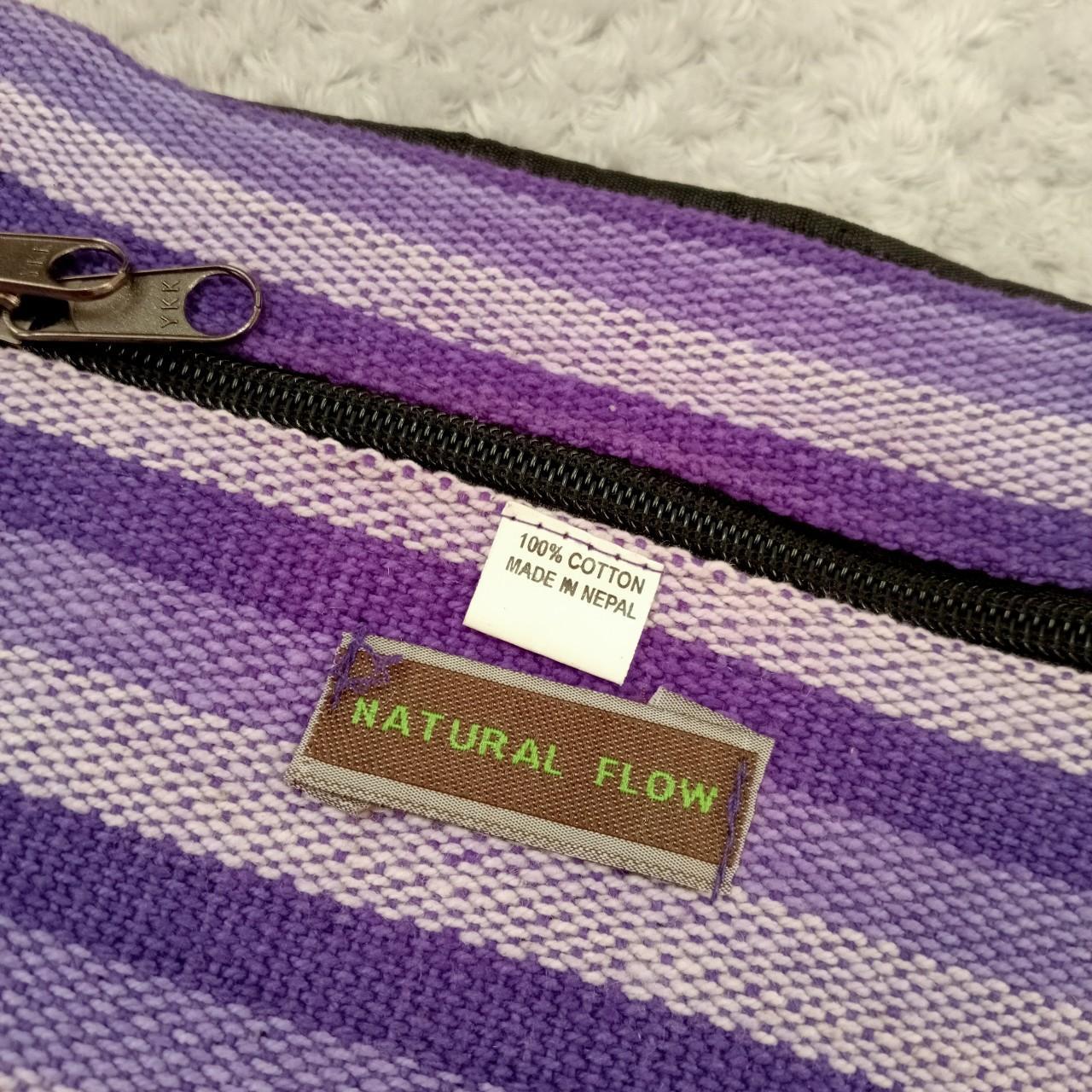 Made in Nepal natural flow purple striped bum bag... - Depop