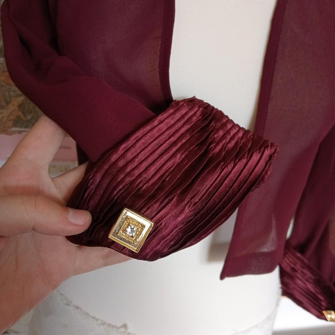 Burgundy red sheer open front bolero shrug cardigan... - Depop