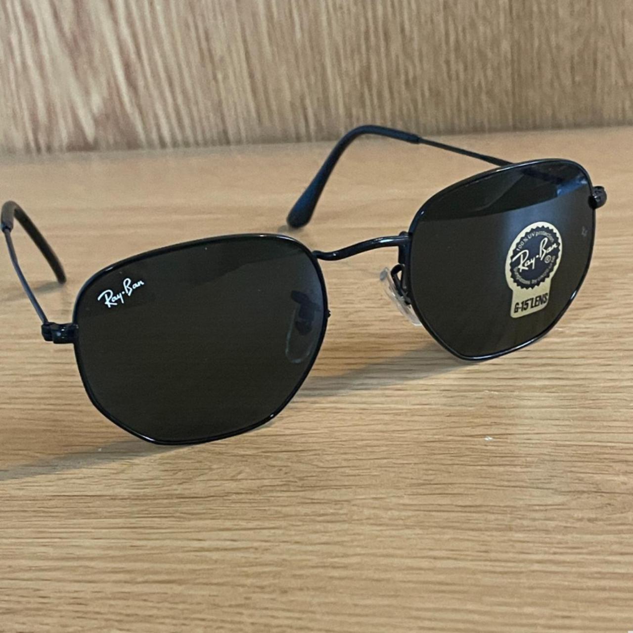 Ray-Ban HEXAGON sunglasses Polished Black Metal... - Depop