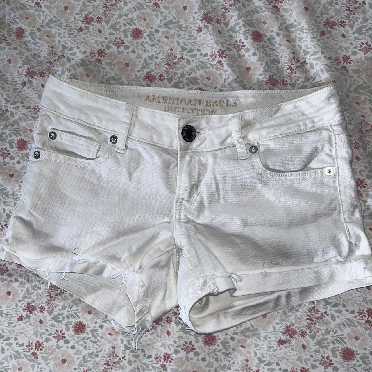 American Eagle white shorts with raw hem No flaws... - Depop