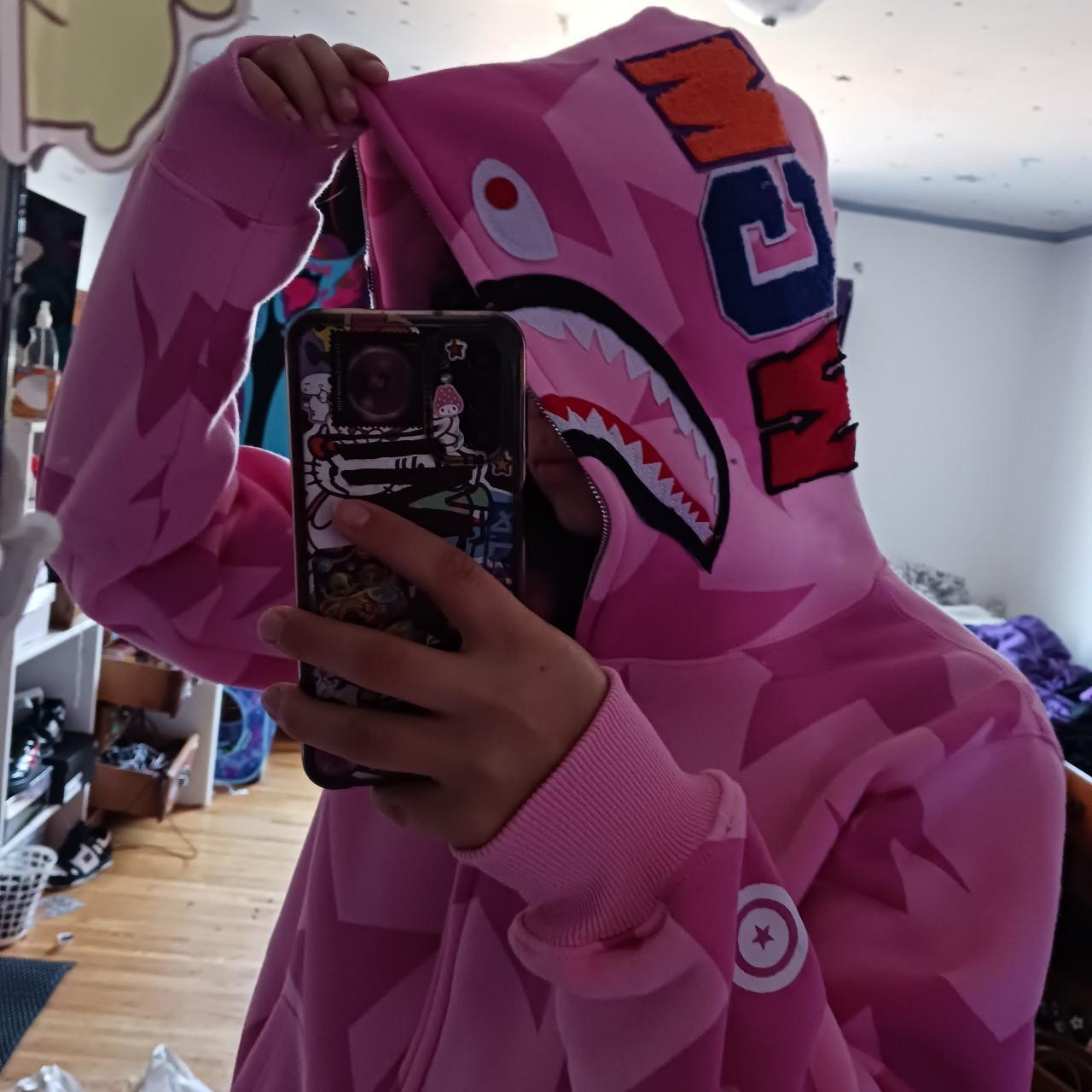 bape jacket pink stars size medium authentic rare zipup - Depop