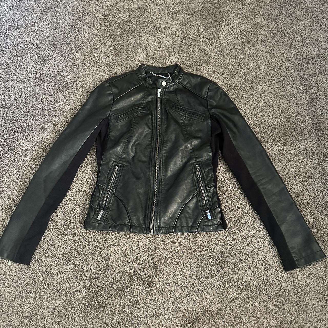 EXPRESS Black Leather Moto Jacket - Depop