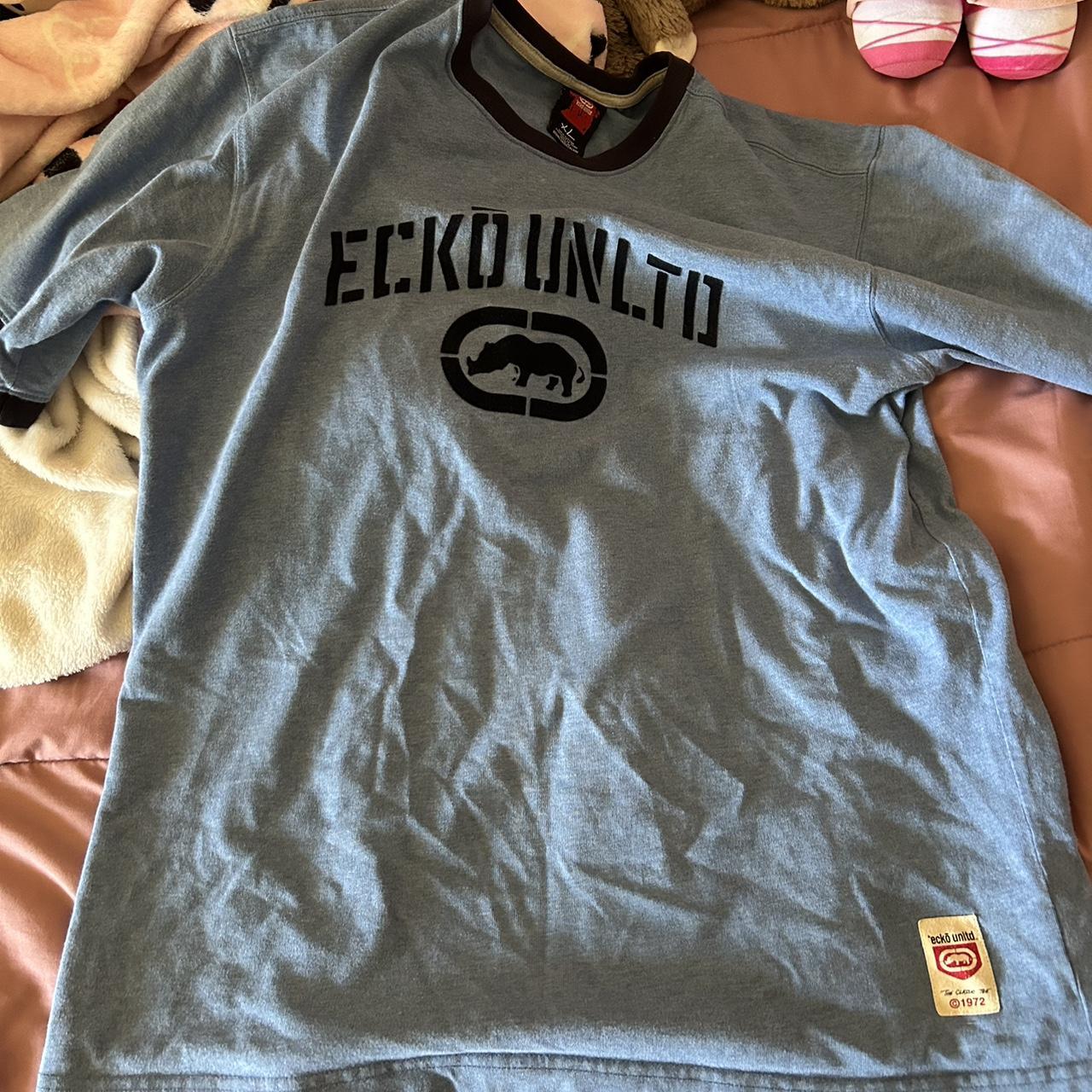 Ecko Unltd. grey and black tshirt vintage 90s #ecko... - Depop