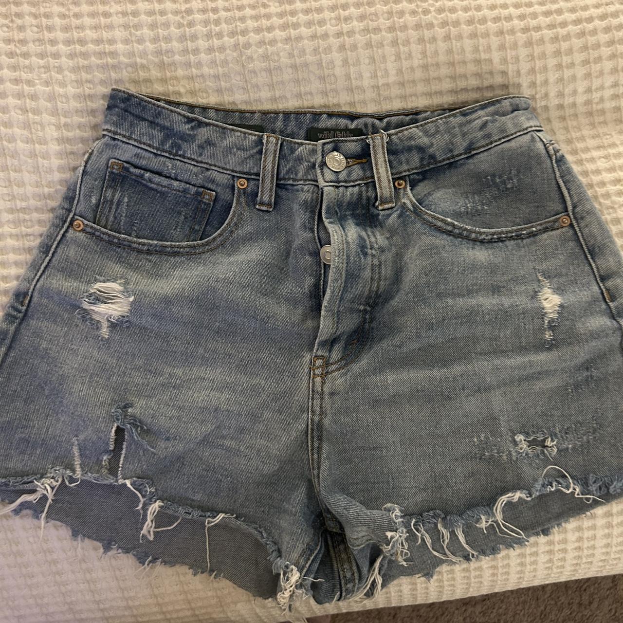 blue target denim shorts size 2 - Depop