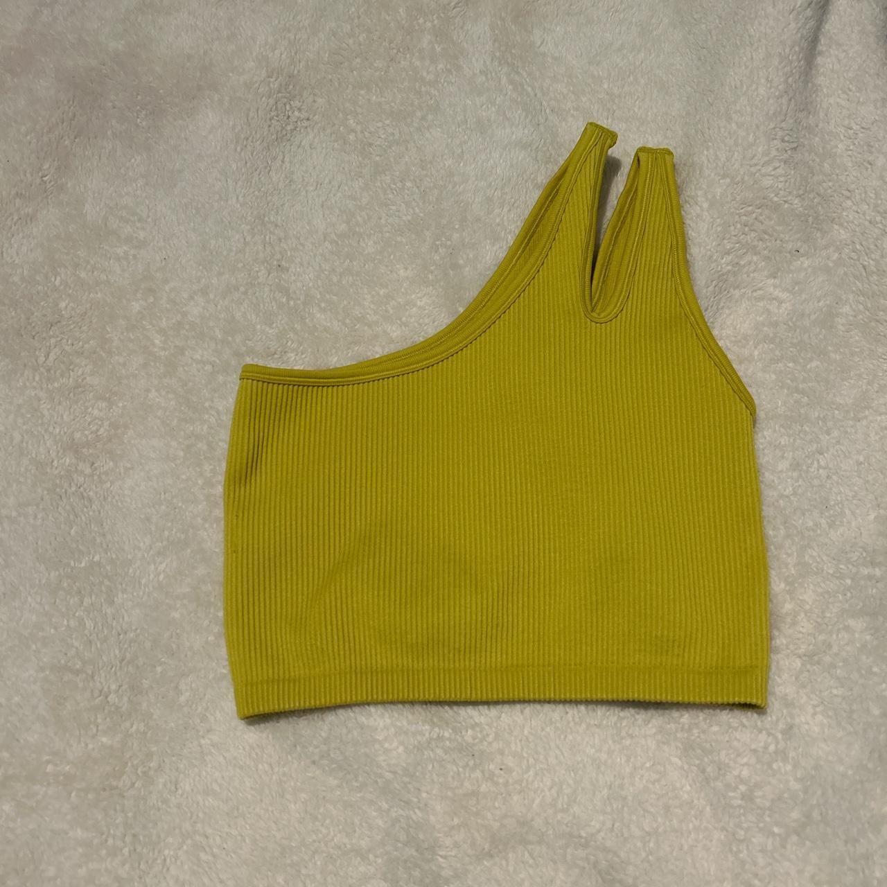 green one sided strap crop top - Depop