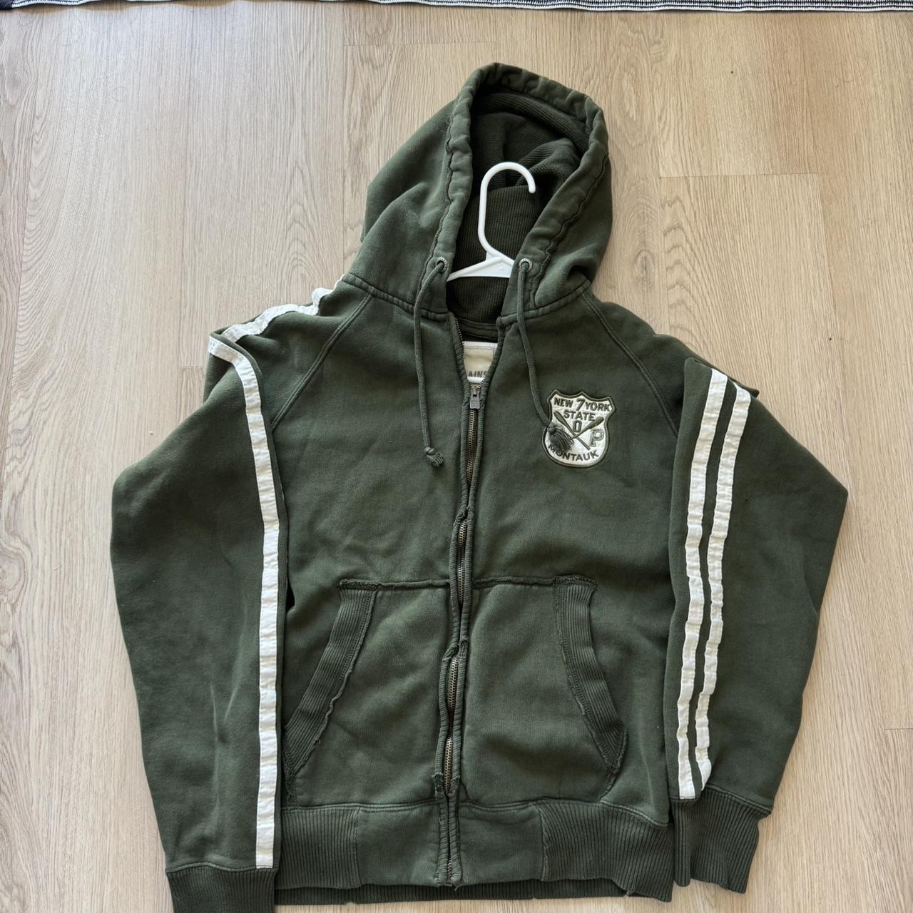 Green and white Ditch Plains zip up hoodie Great... | Depop