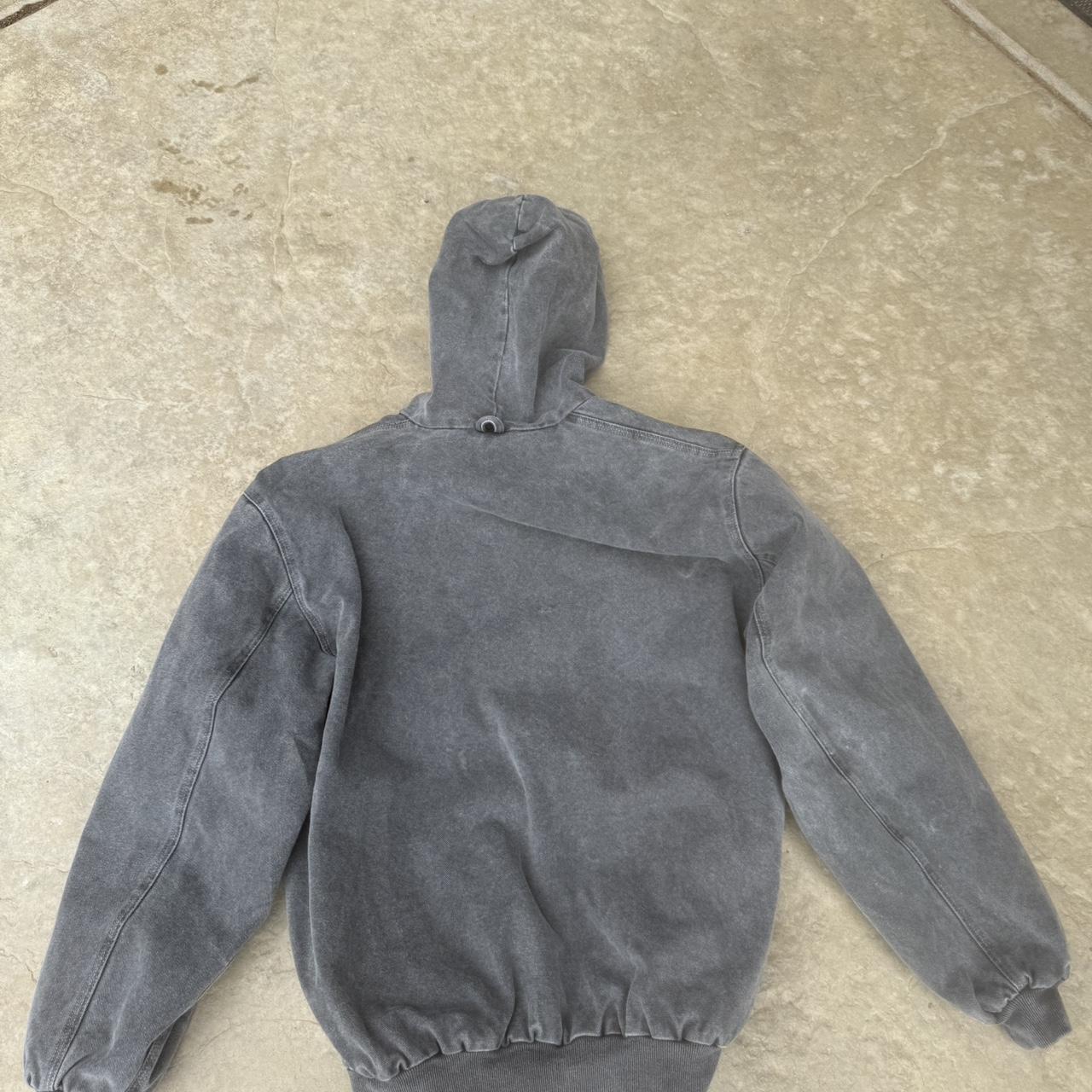 Grey Carhartt jacket with beautiful wash and quilted... | Depop