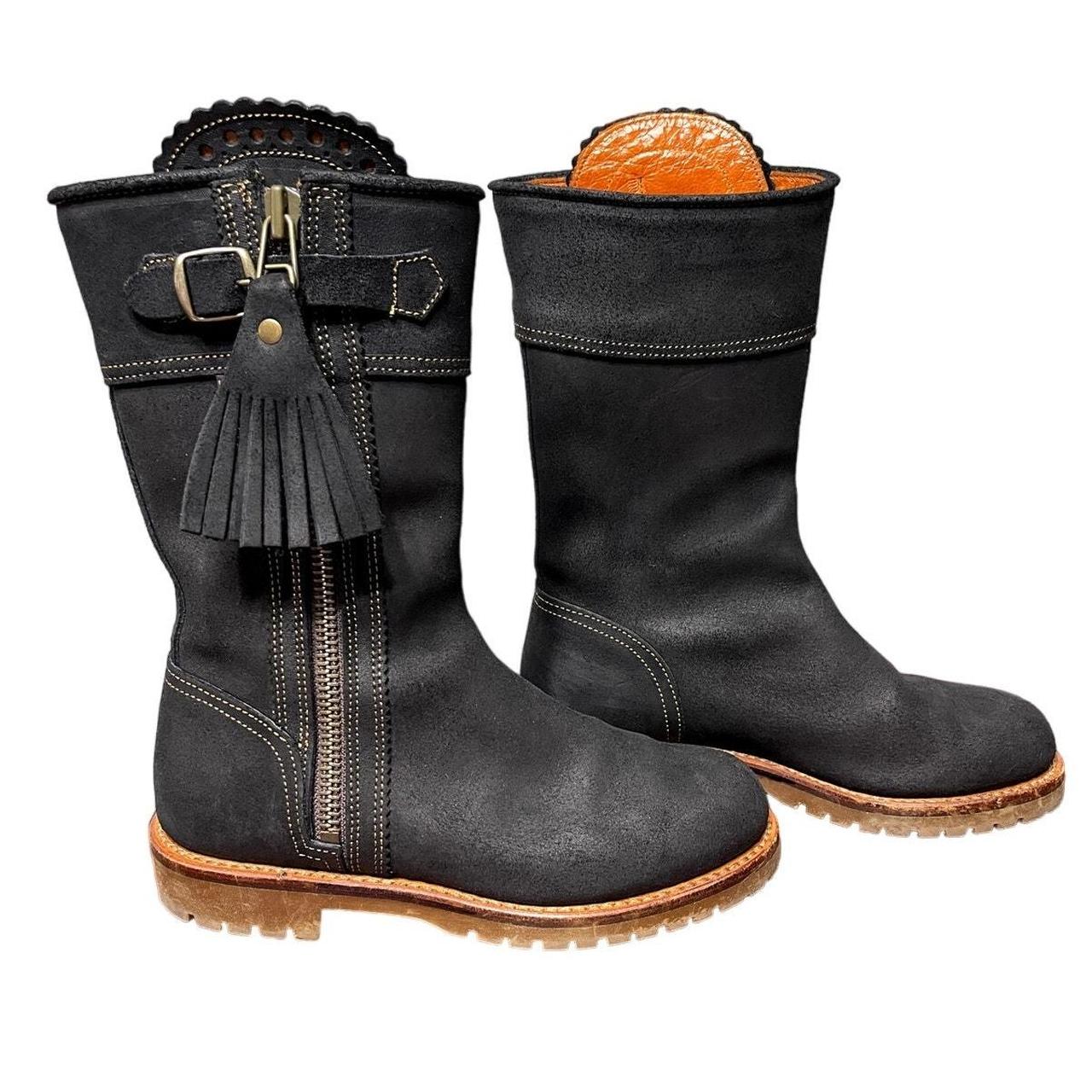 Penelope Chilvers Black Midcalf Gaucho Tassel Boots... - Depop