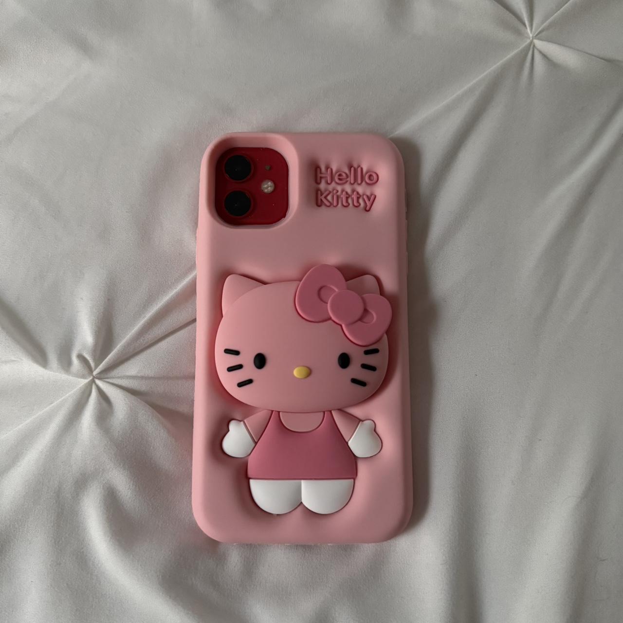 Hello Kitty pink silicone pop socket case for iphone... | Depop