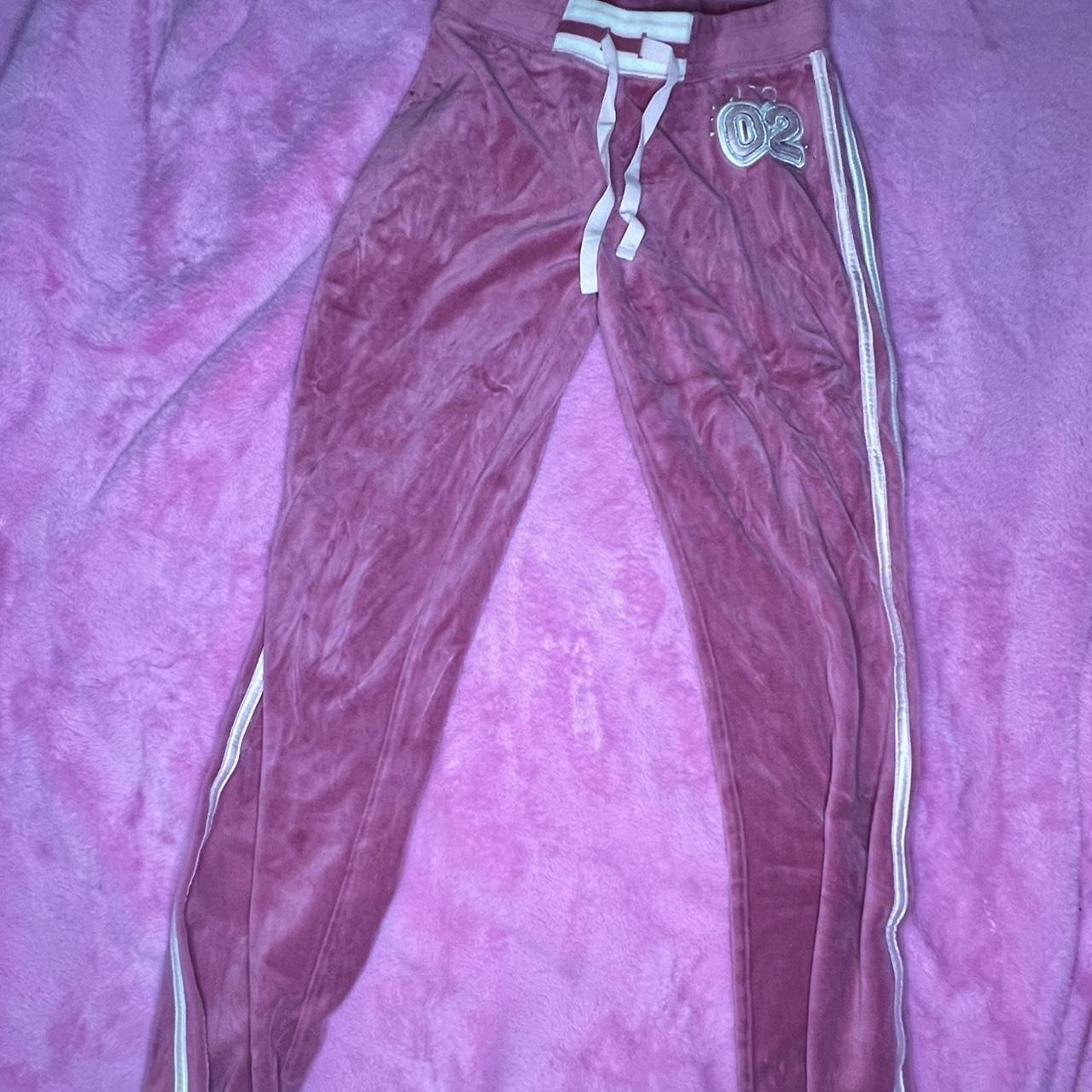 y2K pink sweatpants flared bottoms - Depop