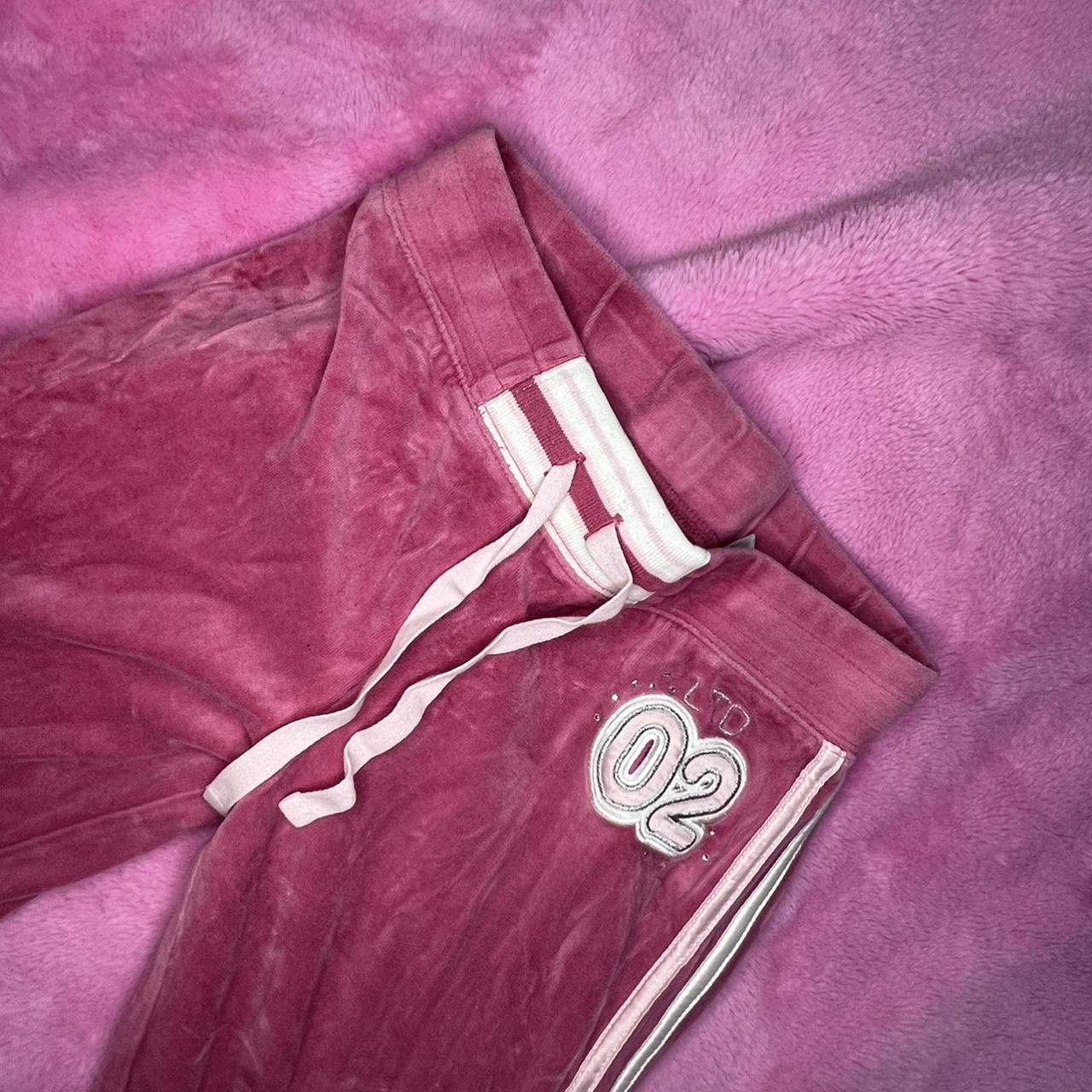 y2K pink sweatpants flared bottoms - Depop