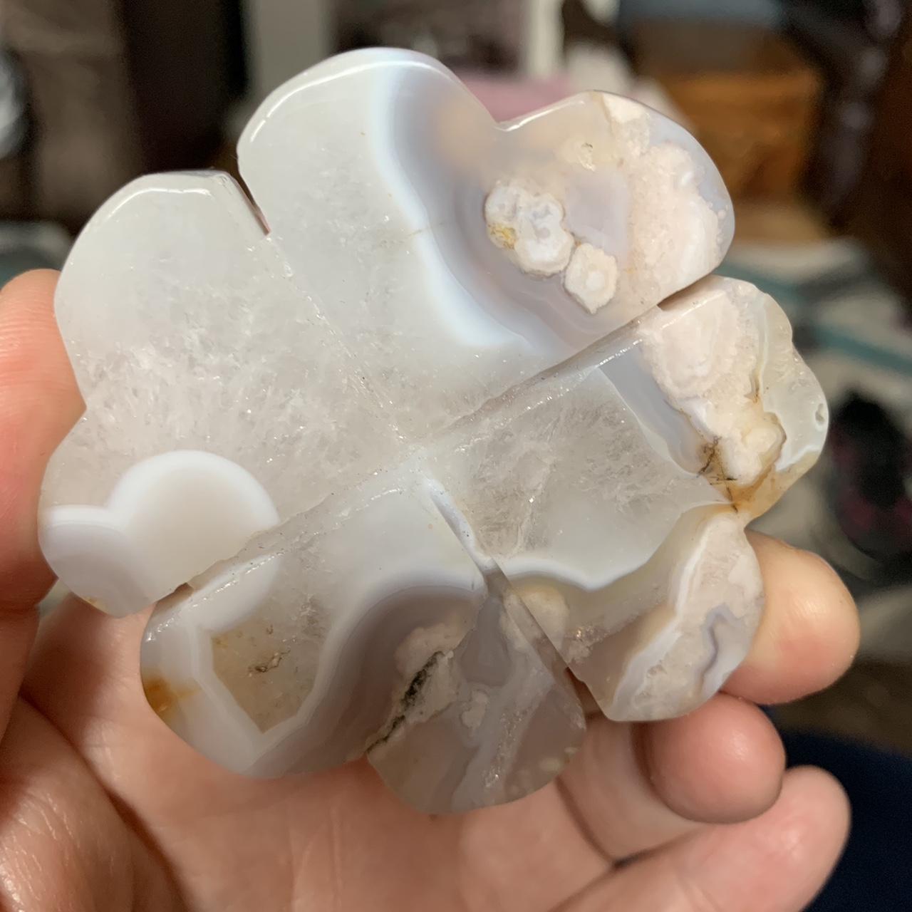 Flower Agate Clover Pretty Crystal 6.5cm diameter... - Depop