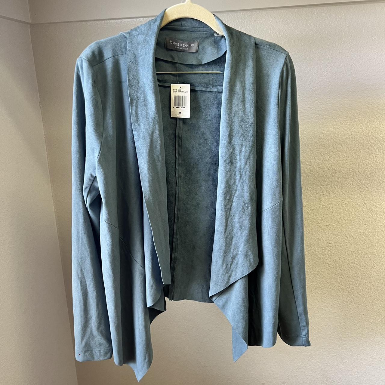 NWT suede cardigan/blazer/coat! Beautiful teal blue... - Depop