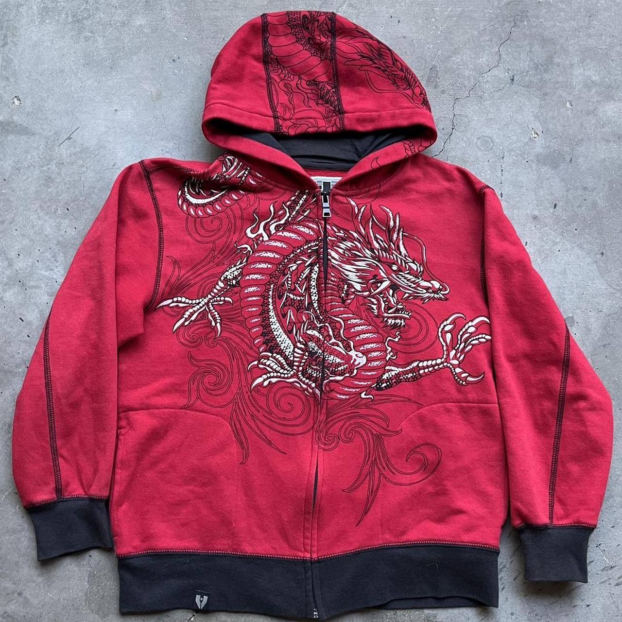 Y2K Dragon Zip up - size: LARGE - i’m 4”11 for... - Depop