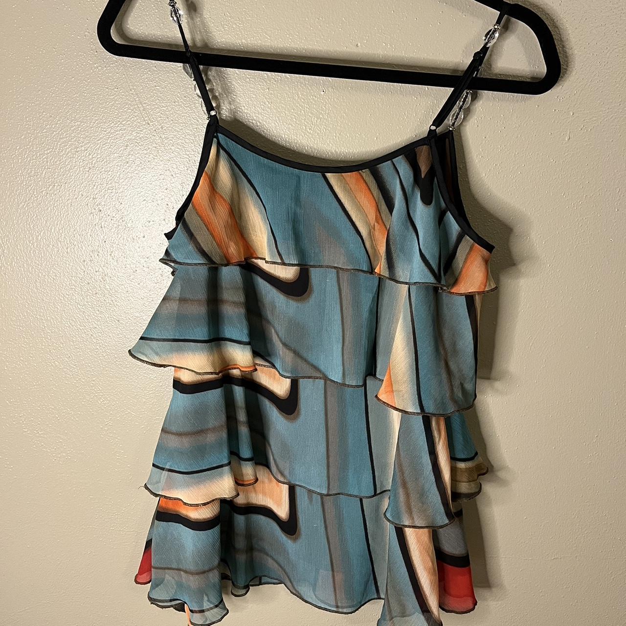 Funky multi-coloured ruffled tank top with a touch... | Depop