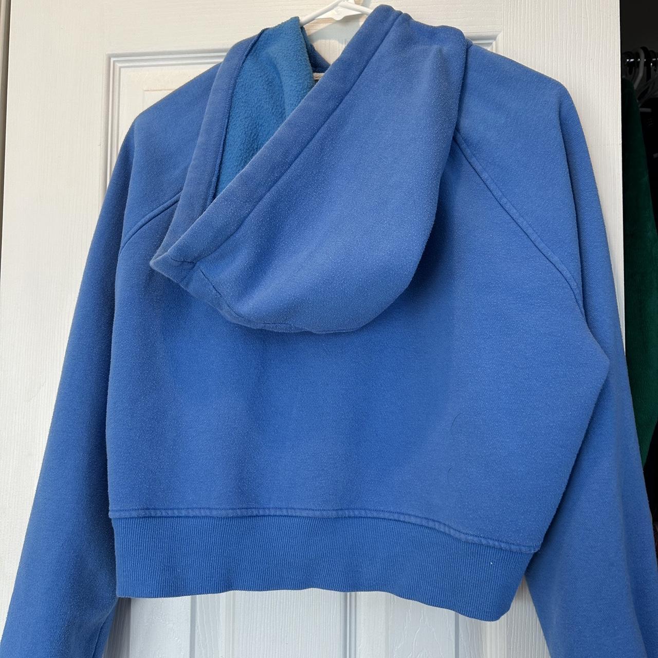 cropped blue zip-up hoodie size medium - Depop