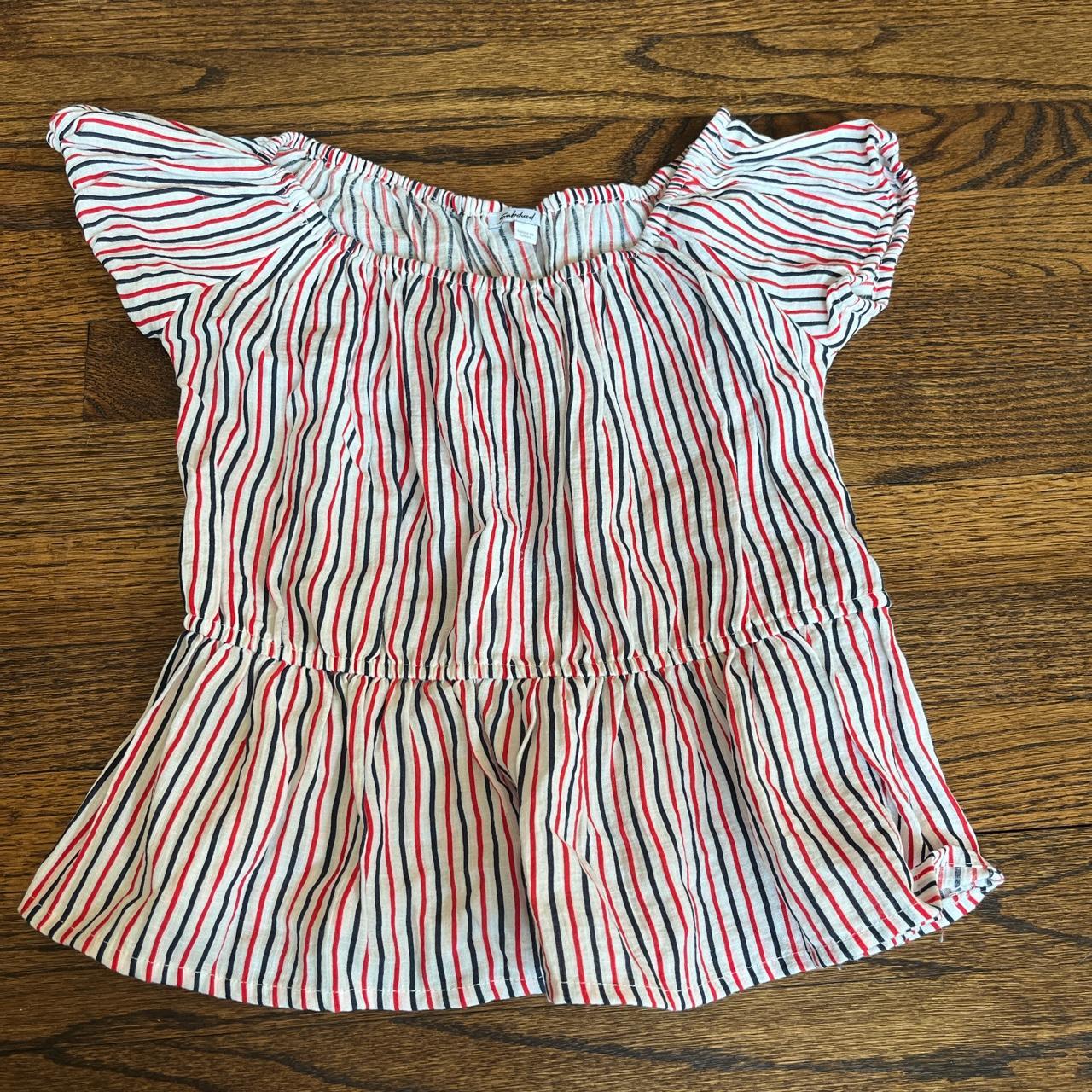 Subdued Women's Red and White Blouse | Depop