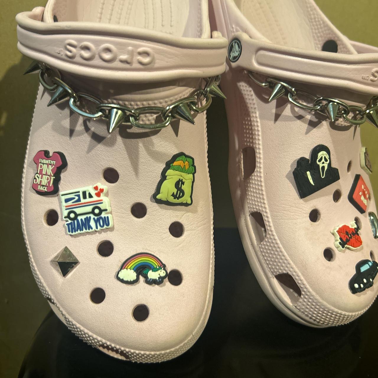 PINK “MEAN GIRLS” themed Crocs Brand: CROCS Size:... - Depop