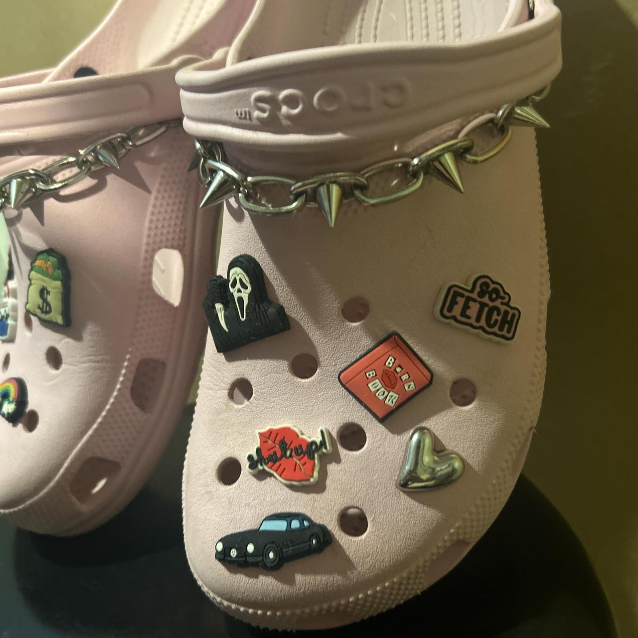 PINK “MEAN GIRLS” themed Crocs Brand: CROCS Size:... - Depop