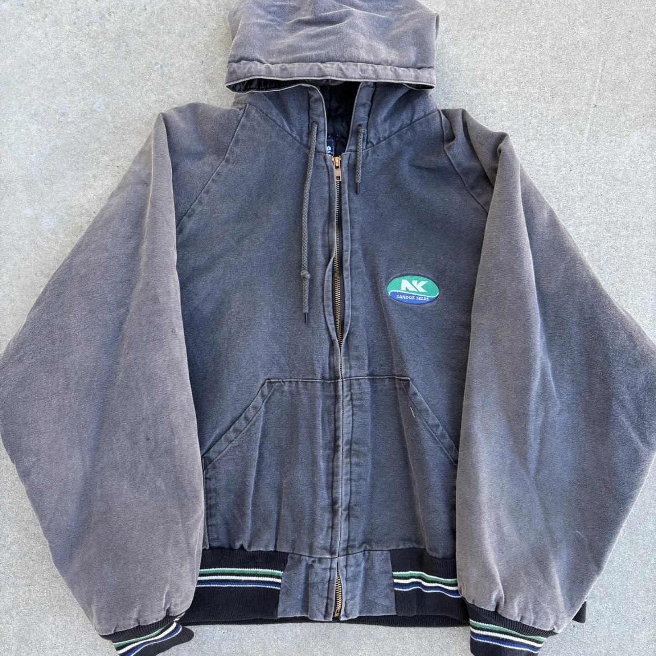 Crazy Faded Workwear Style Jacket -XL - Depop