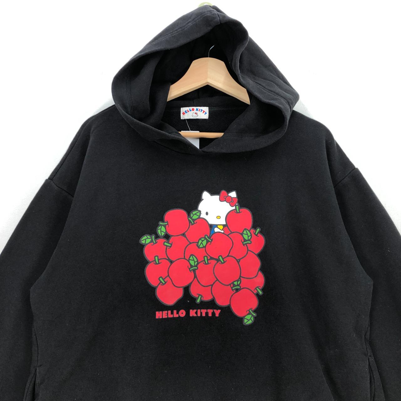 90s Black Hello Kitty Sweater Hoodie Anima Carton... - Depop