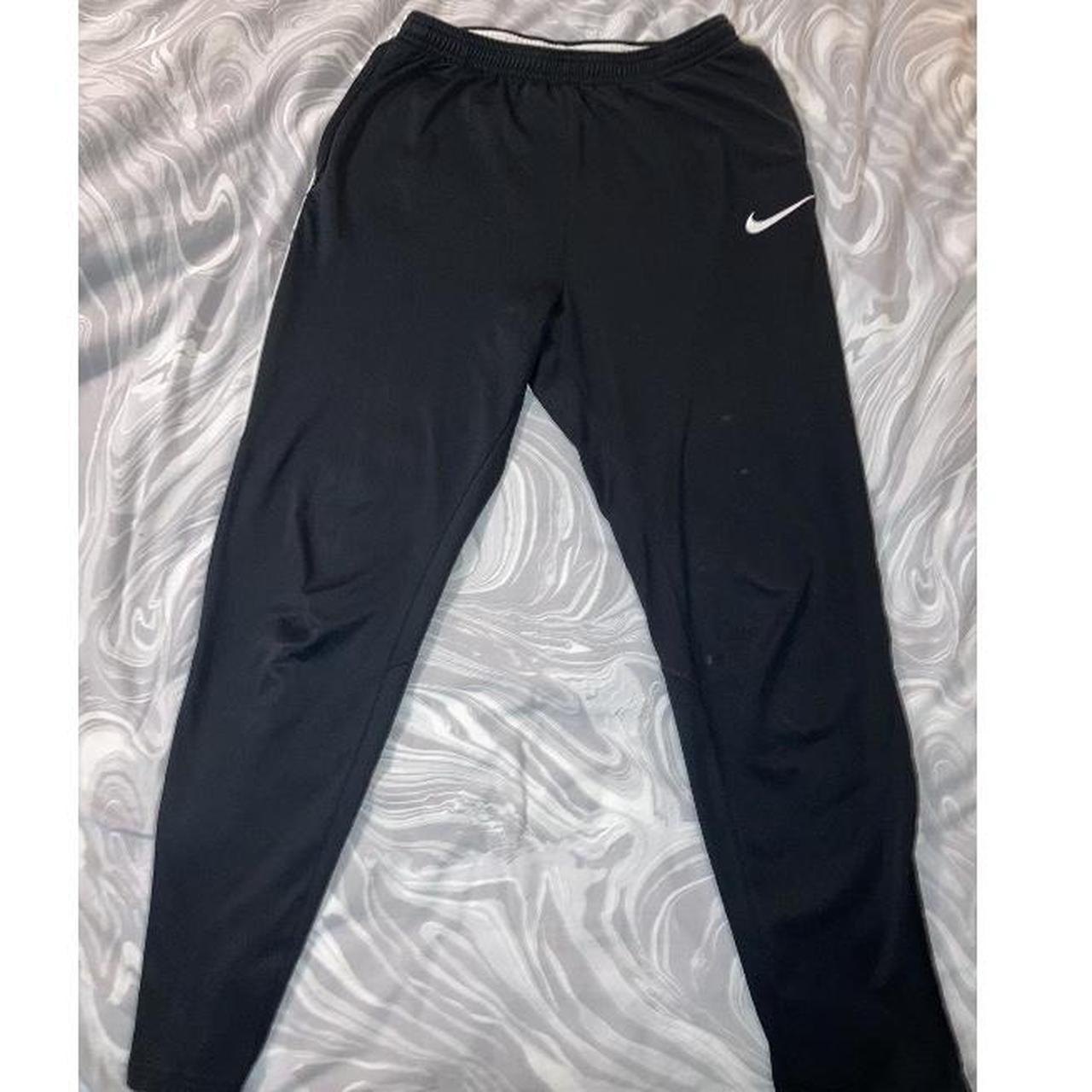 black and white nike trackies size 6 draw string... - Depop