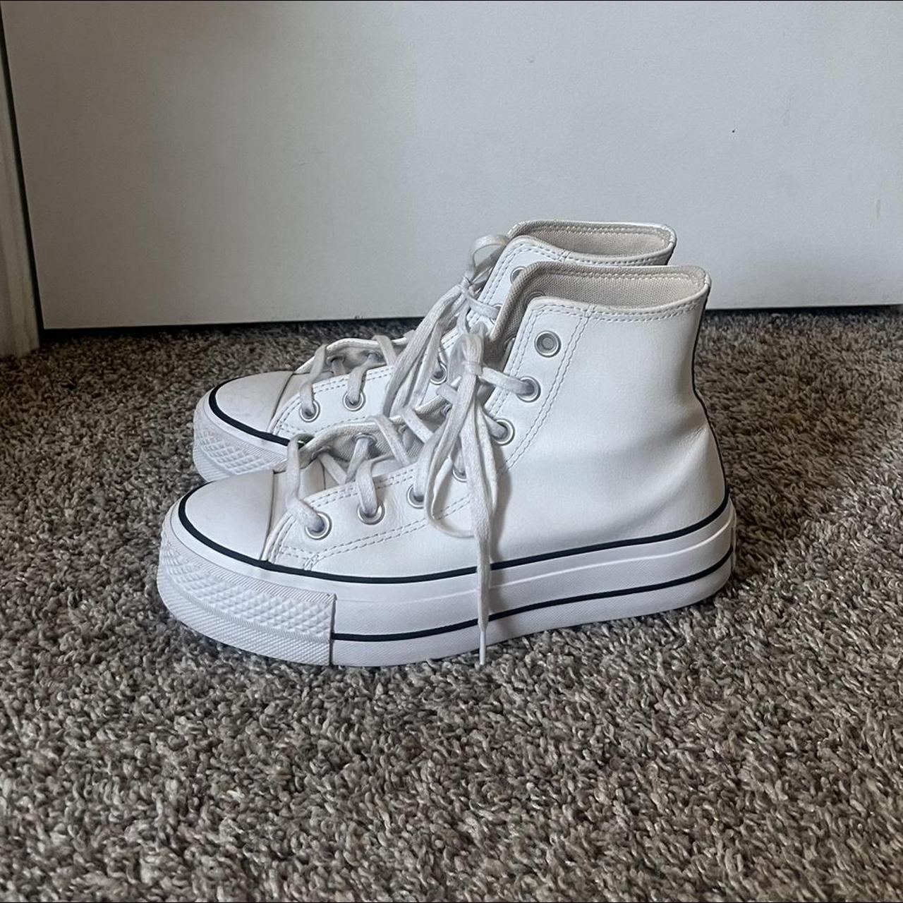 white leather platform converse - Depop