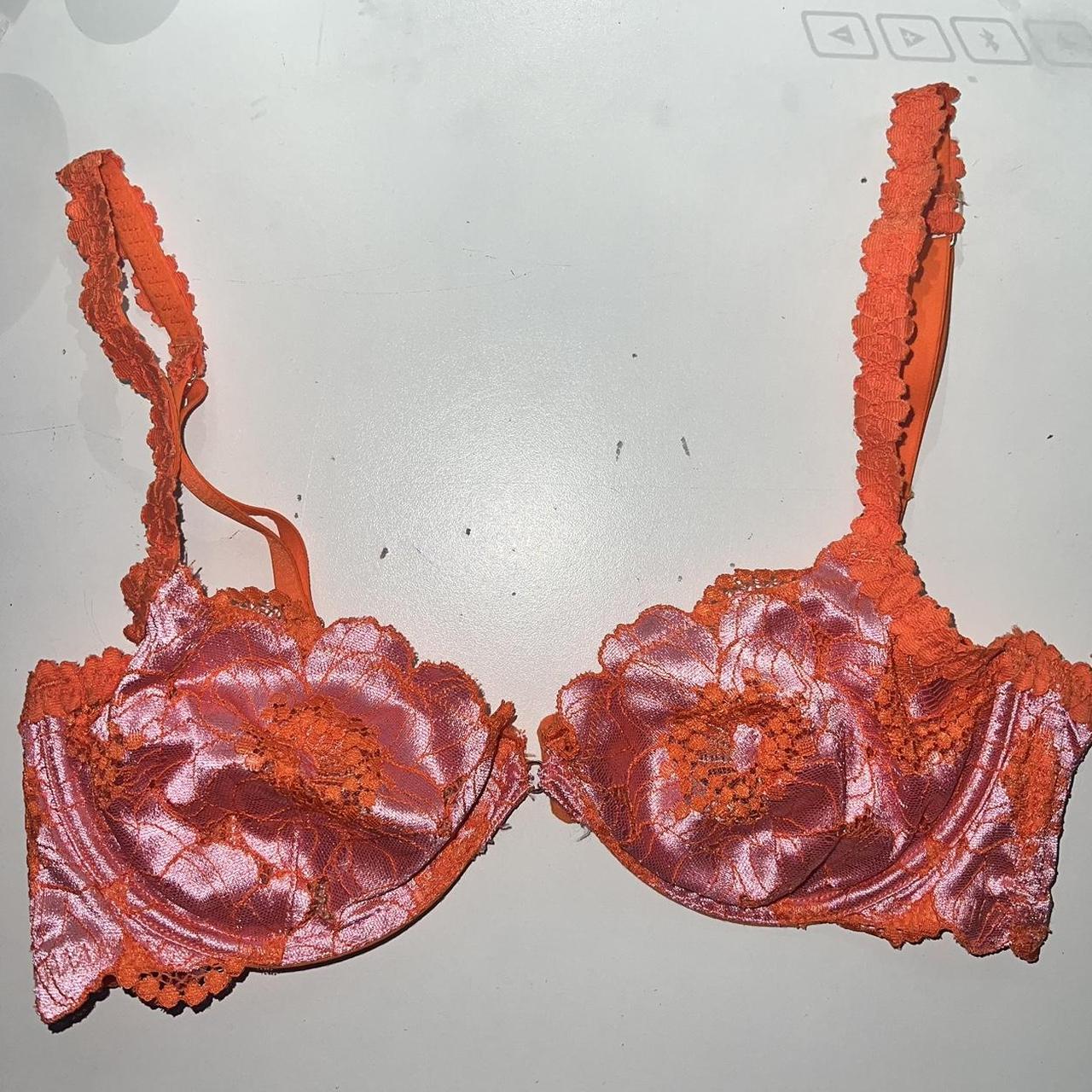 flattering orange + pink bra from savage fenty... - Depop
