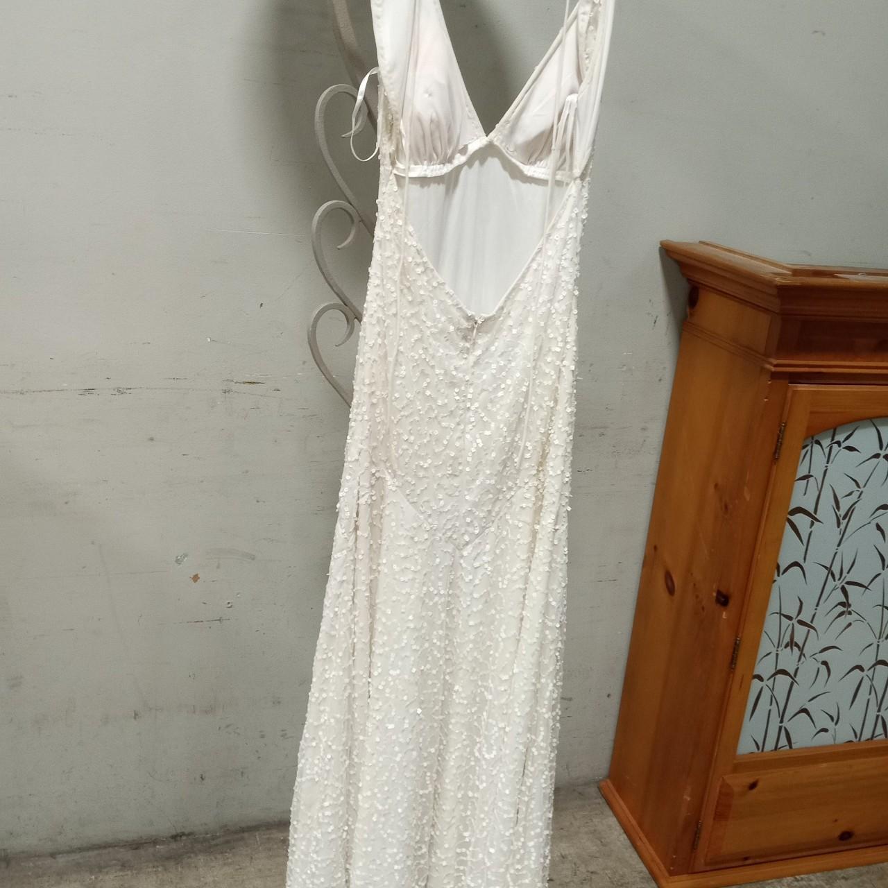 Vintage Cache white beaded dress! .Sz Medium - Depop