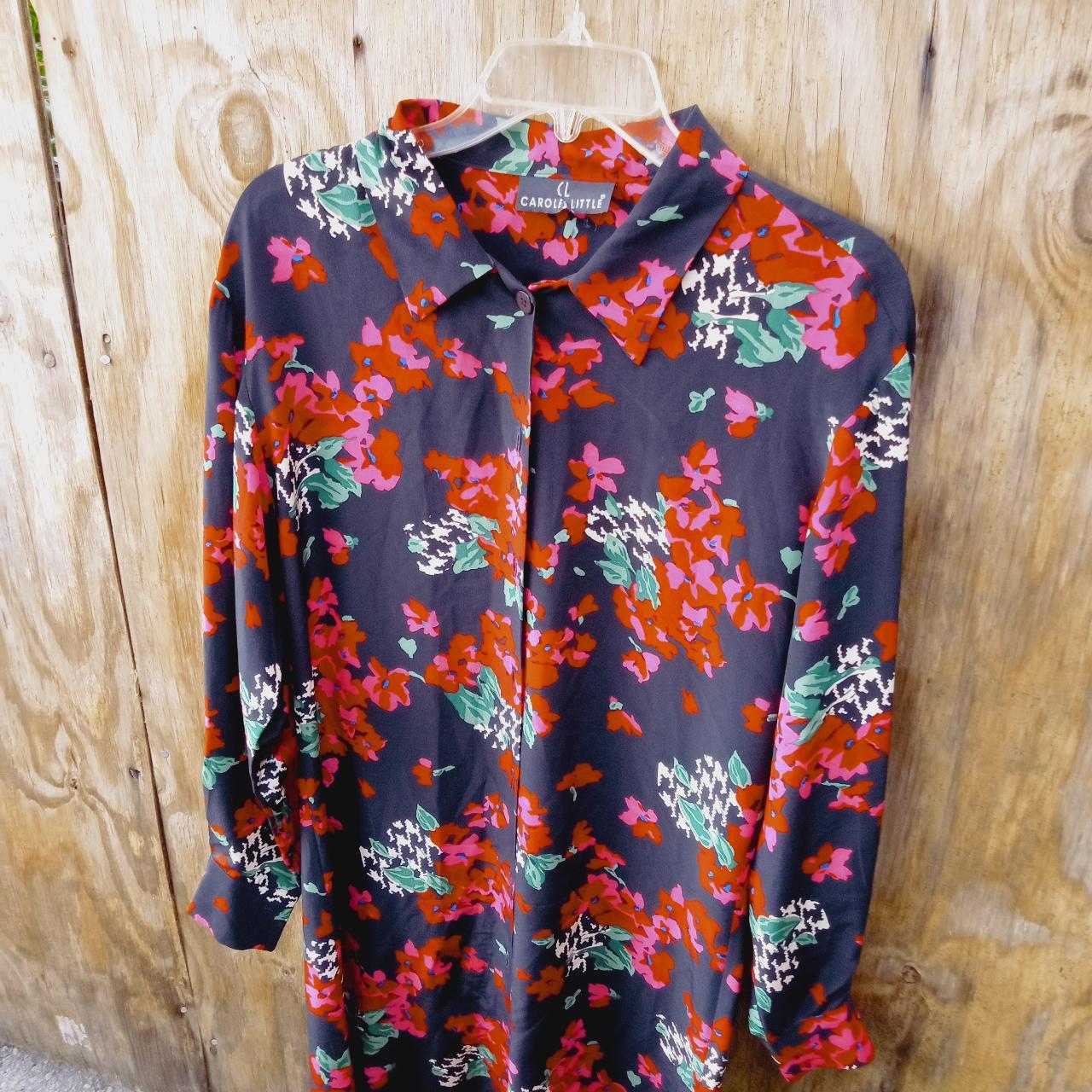 Carole Little Vintage Silk Shirt Dress, Sz 14 - Depop